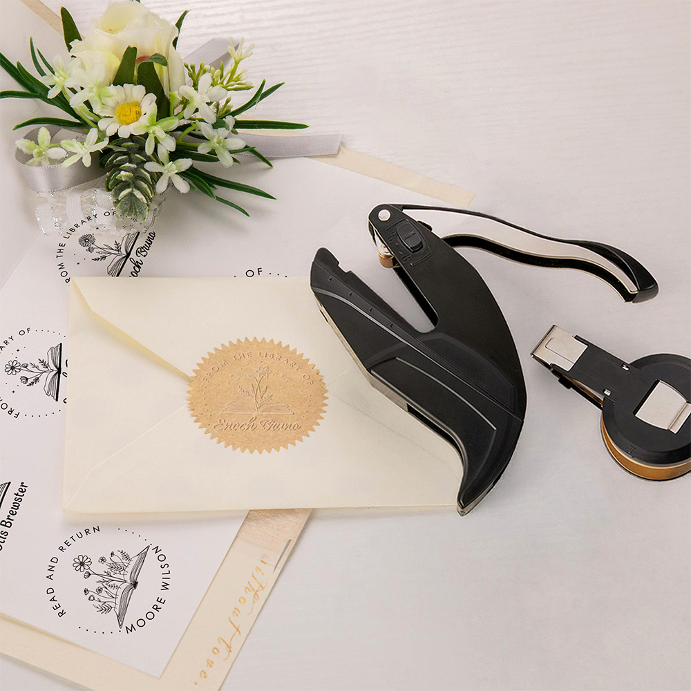 Custom Birth Flower Library Embossing Stamp - CALLIE