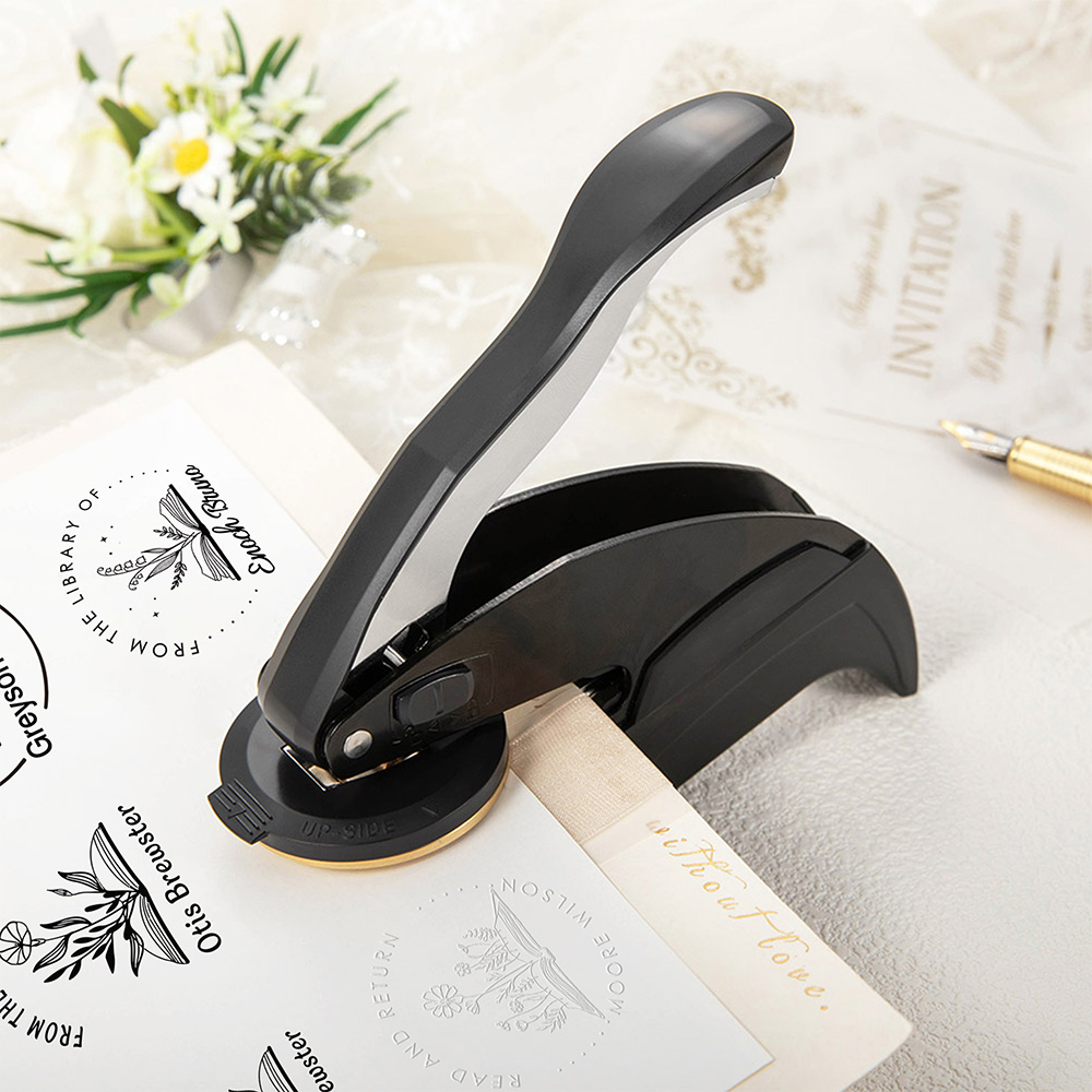 Custom Birth Flower Library Embossing Stamp - CALLIE