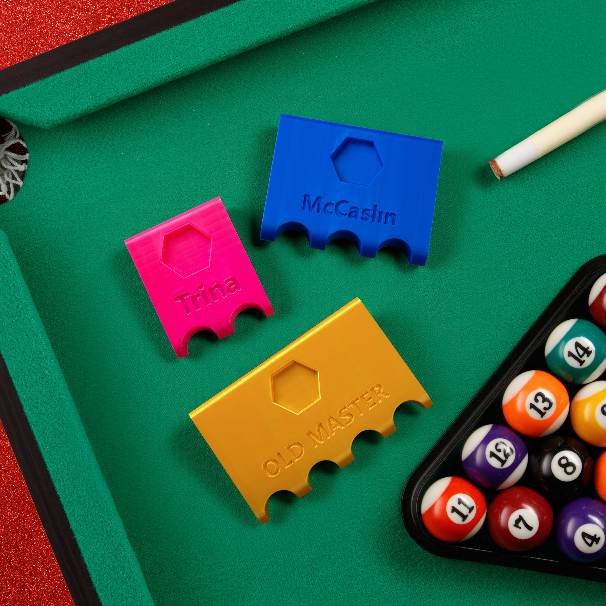 Personalized Billiards Cue Holder Claw with Name Holds 2-4 Sticks Table ...
