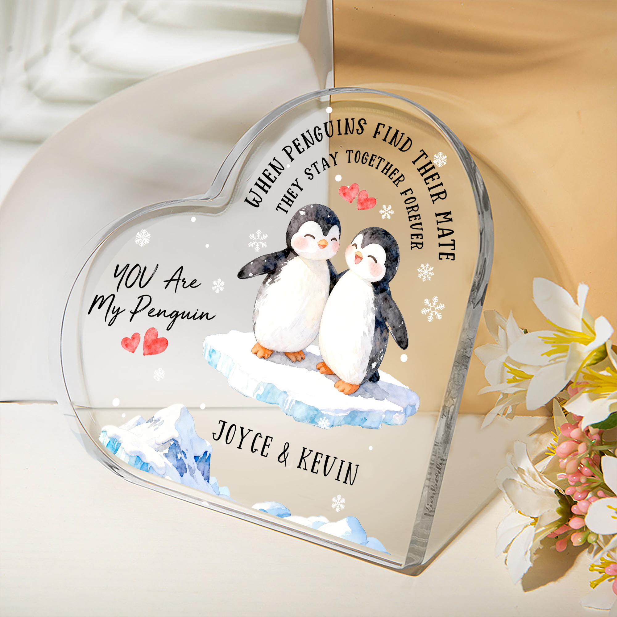 Gepersonaliseerde You Are My Penguin Hartvormige Acrylplaat met Naam ...