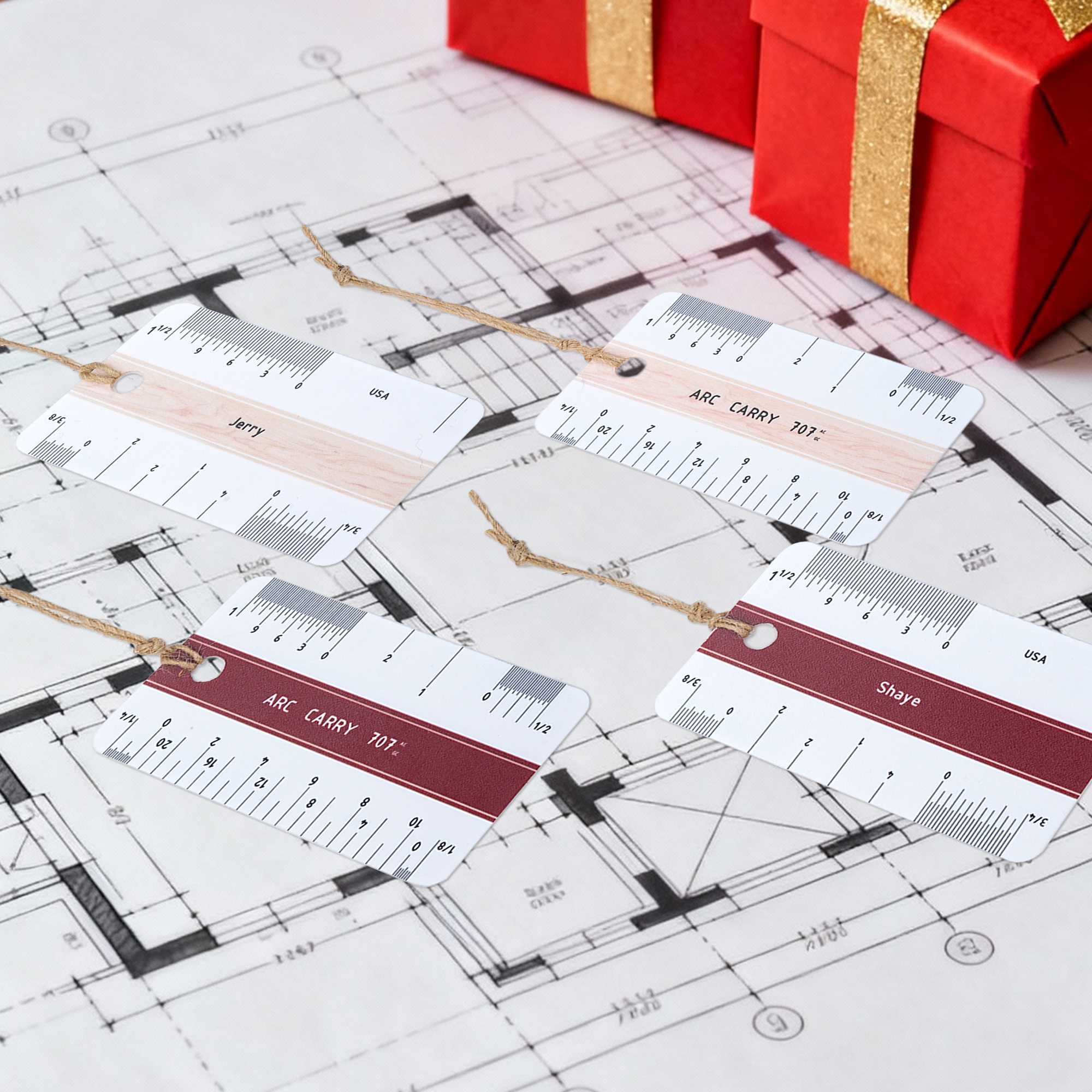 Personalised Architectural Scale Ruler Ornament with Name Tree Decor ...