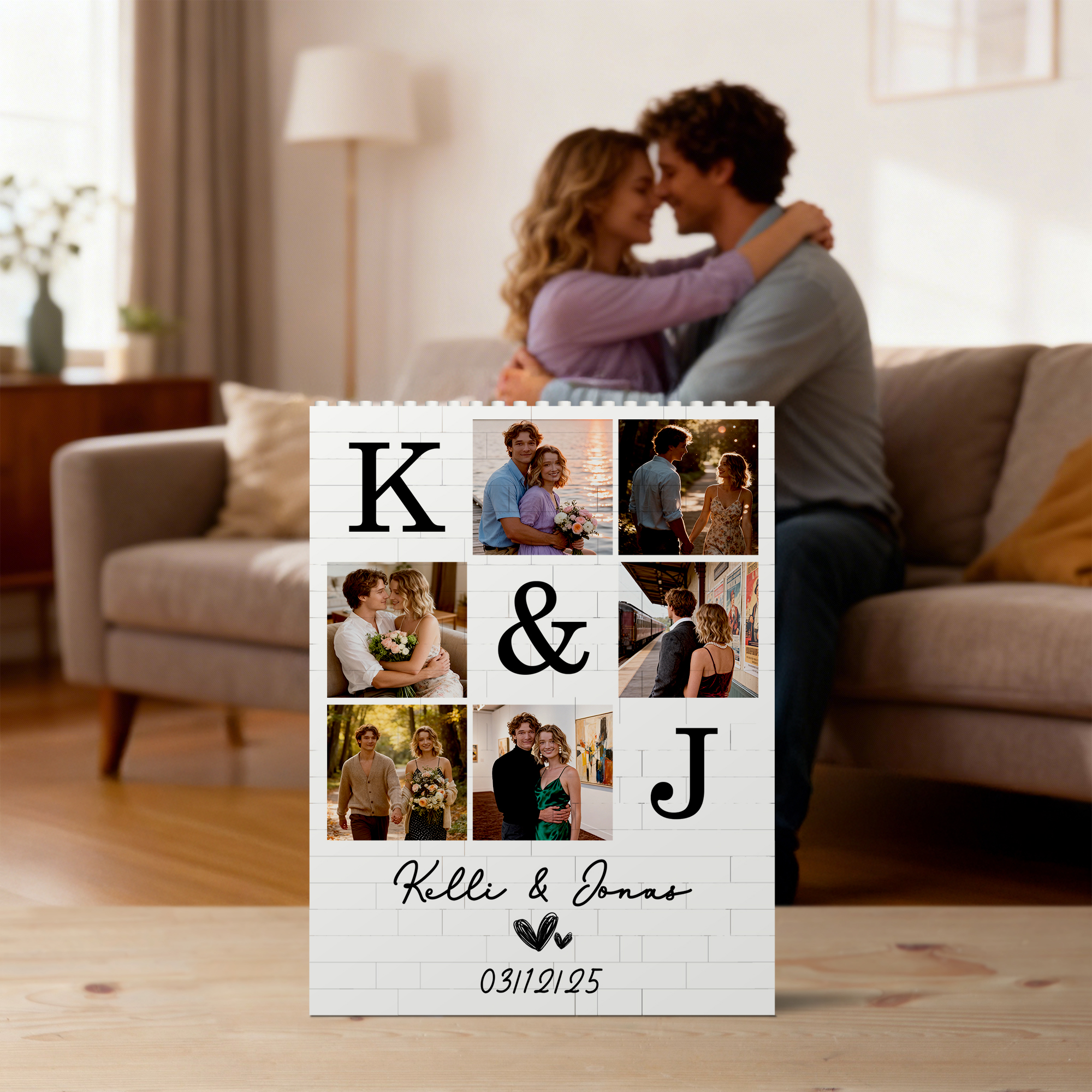 Personalised 6 Photos Collage Building Brick Puzzles with Names and ...