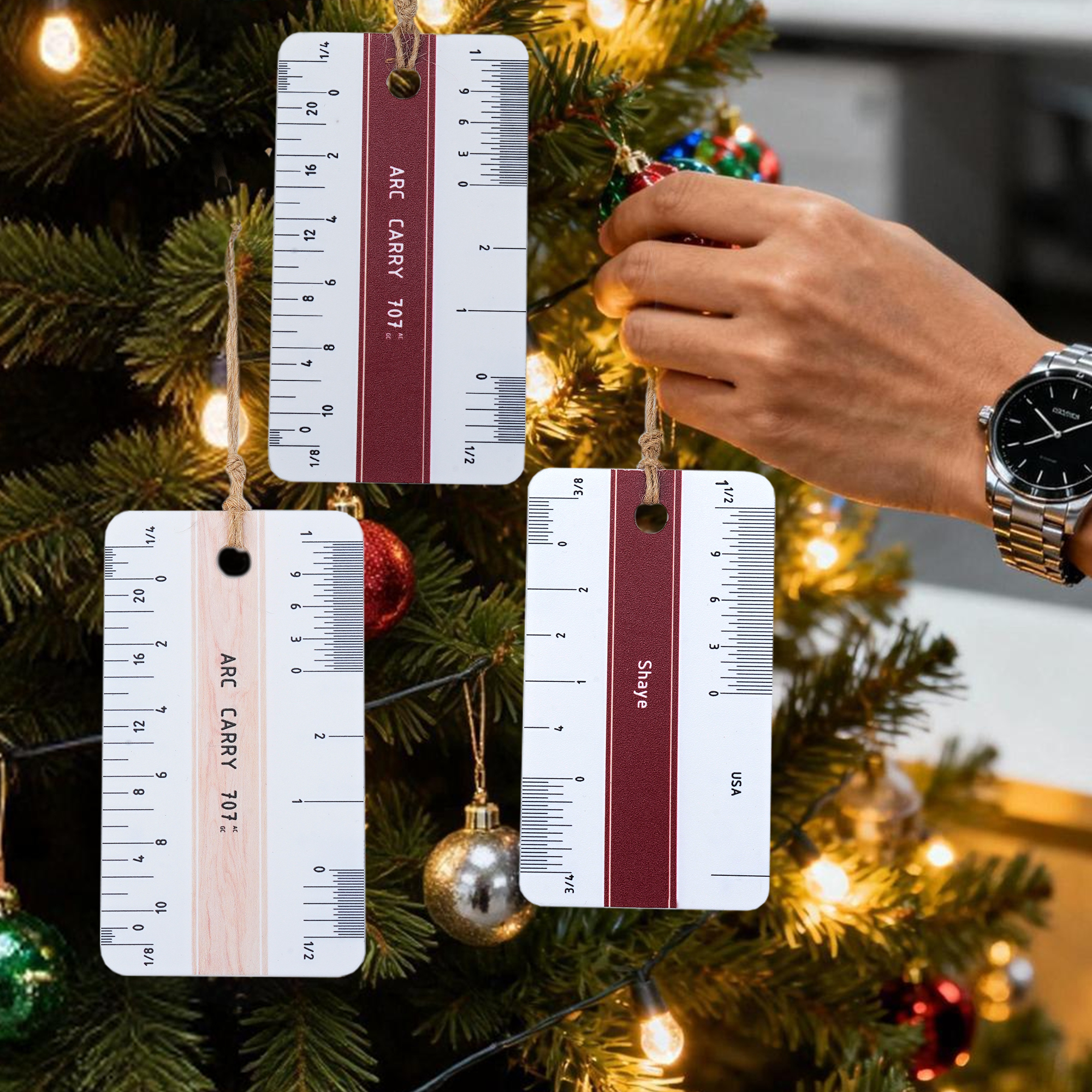 Personalised Architectural Scale Ruler Ornament with Name Tree Decor ...