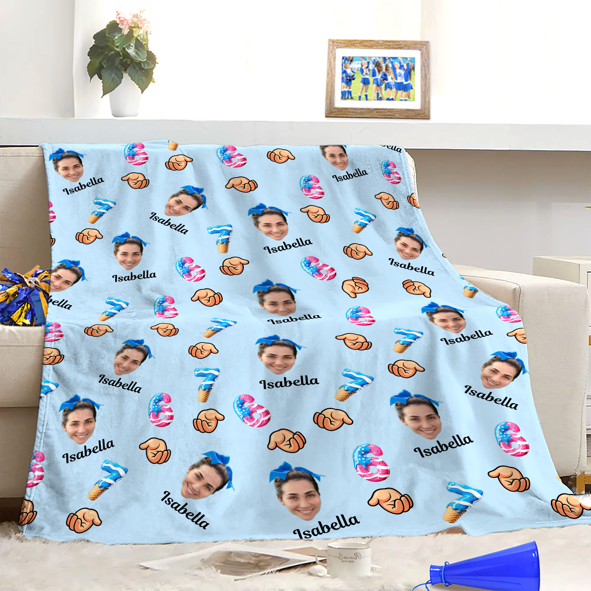 Personalized Six Seven 67 Meme Basketball Soccer Face Photo Soft Throw ...