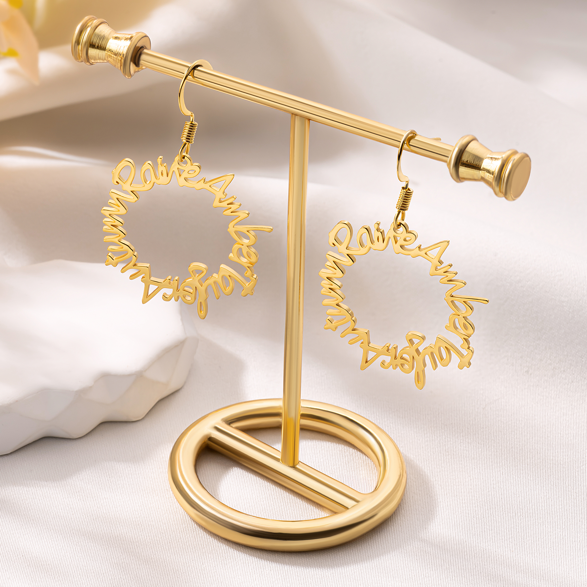 Personalized Family Name Hoop Earrings Dainty Jewelry Birthday ...