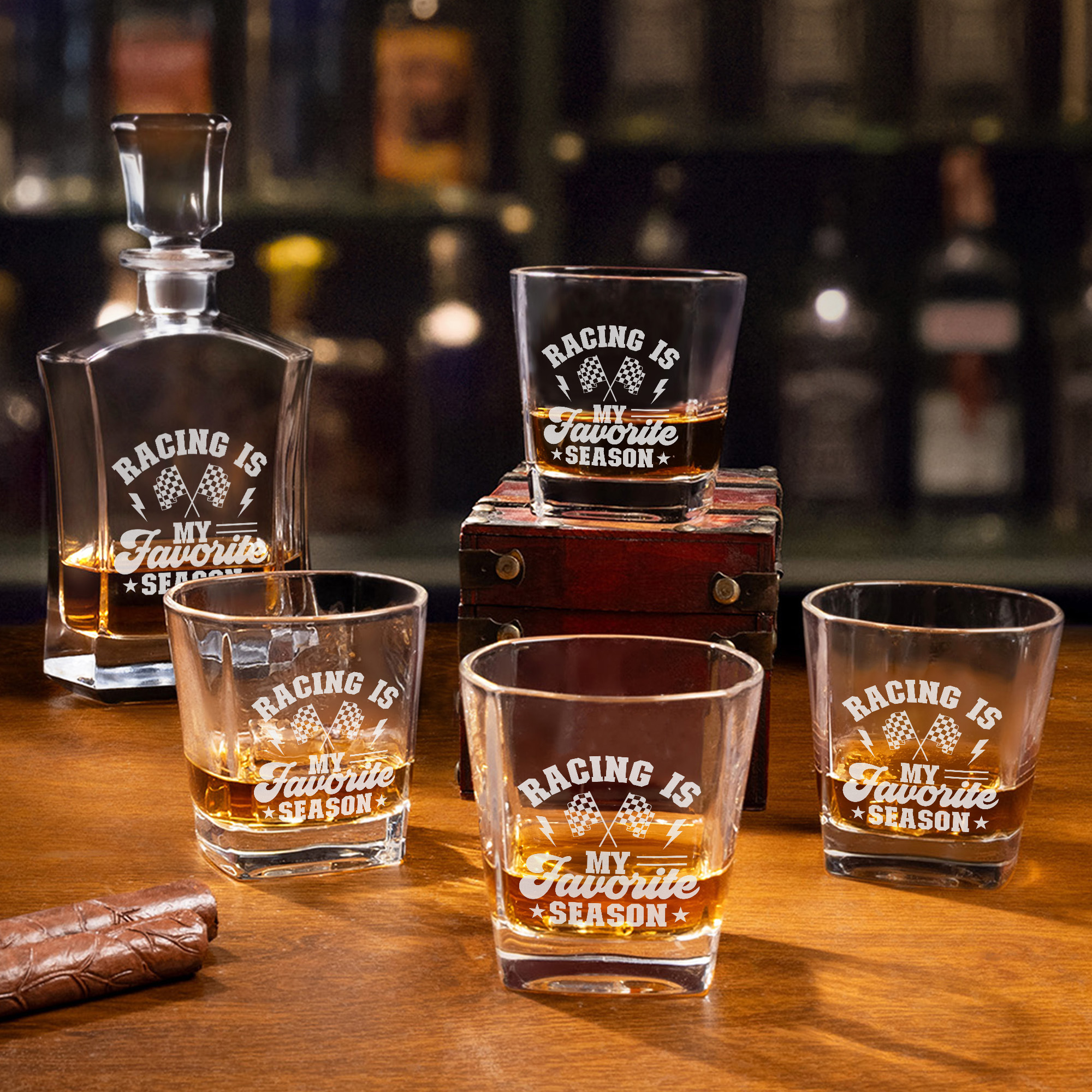 Personalisierte Rennwagen Thema Whiskey Dekanter Glas mit eingraviertem ...