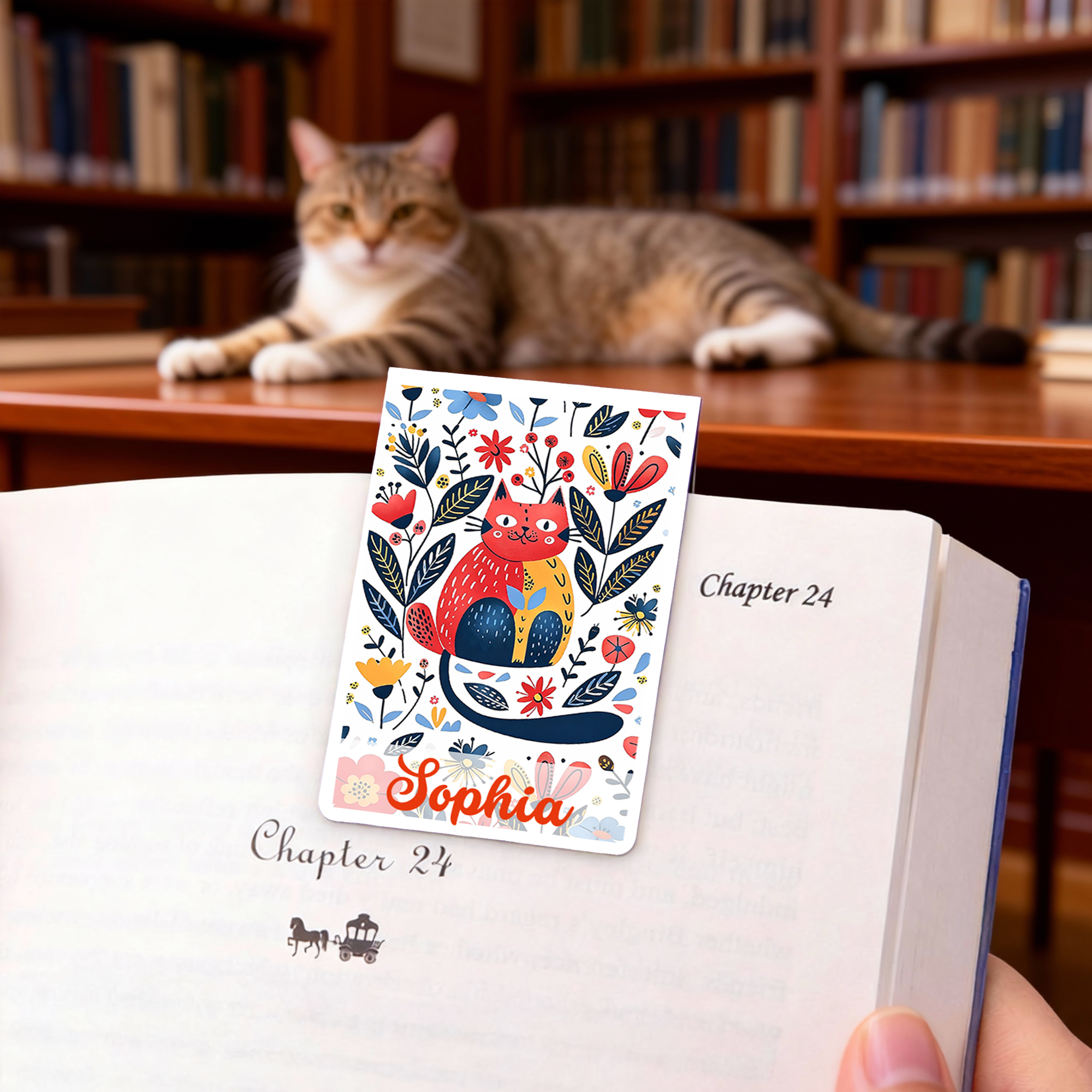 Personalised Folk Art Animal Flower Magnetic Bookmark Clip with Name ...
