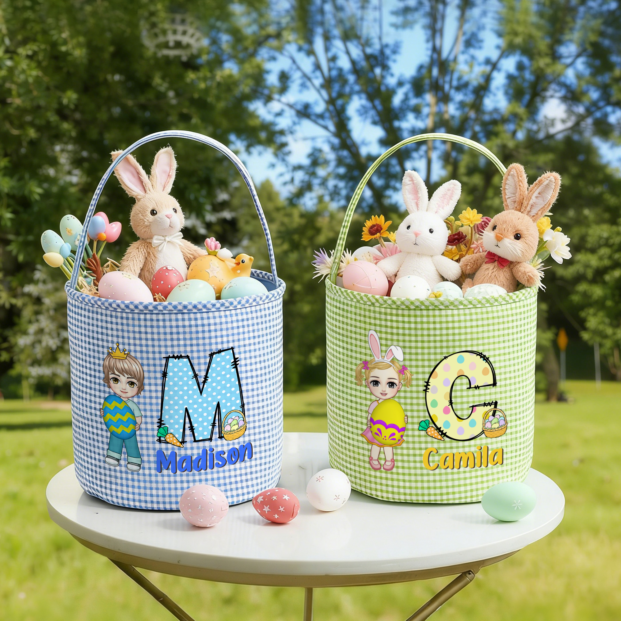Personalised Cartoon Character Easter Basket with Name and Initial ...