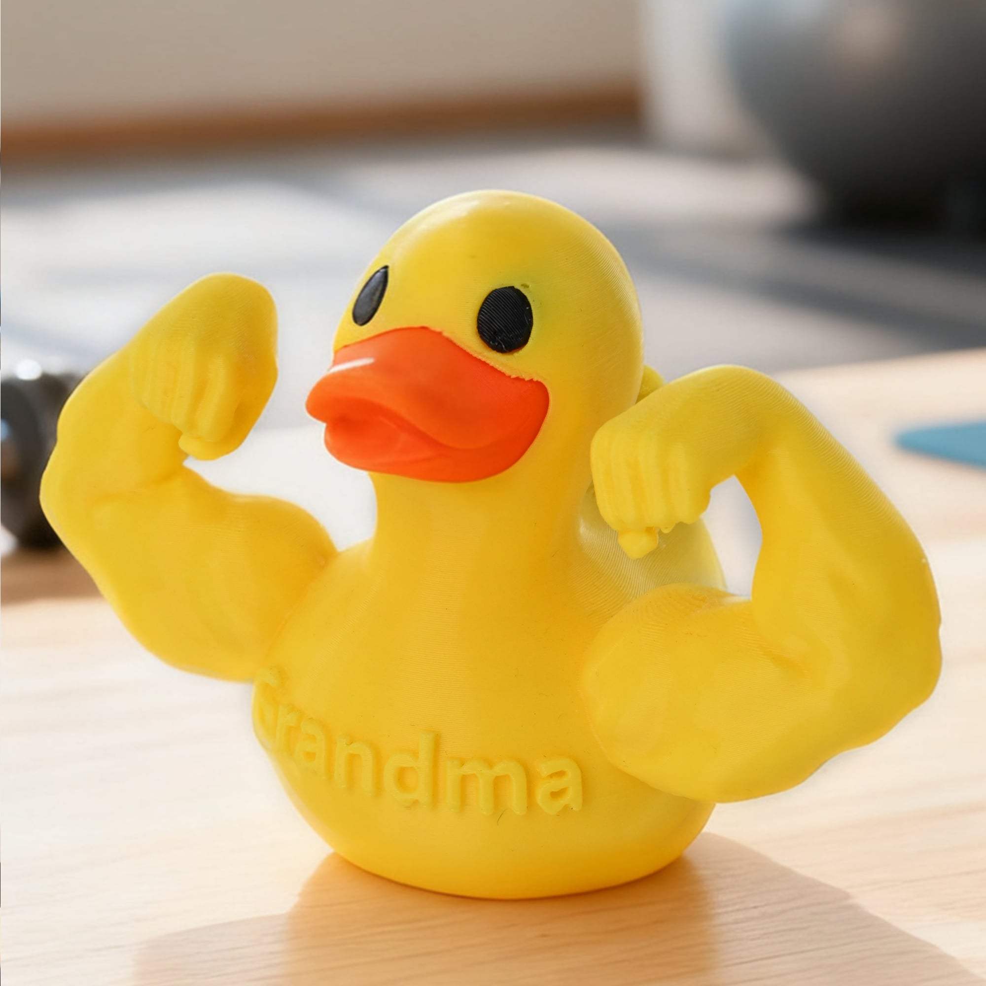 Personalised 3D Printed Funny Muscle Arm Duck with Name Desk Decor ...