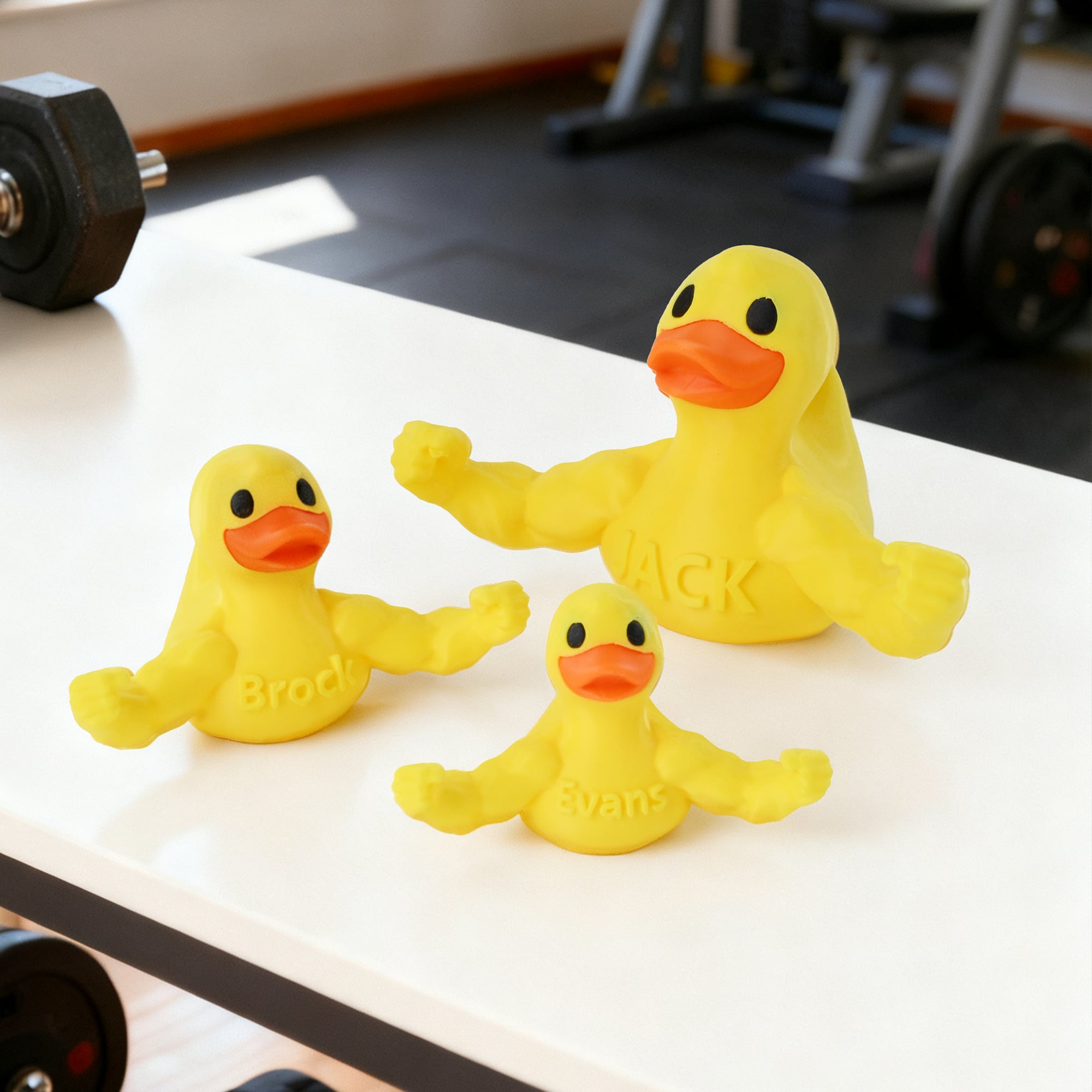 Personalised 3D Printed Funny Muscle Arm Duck with Name Desk Decor ...