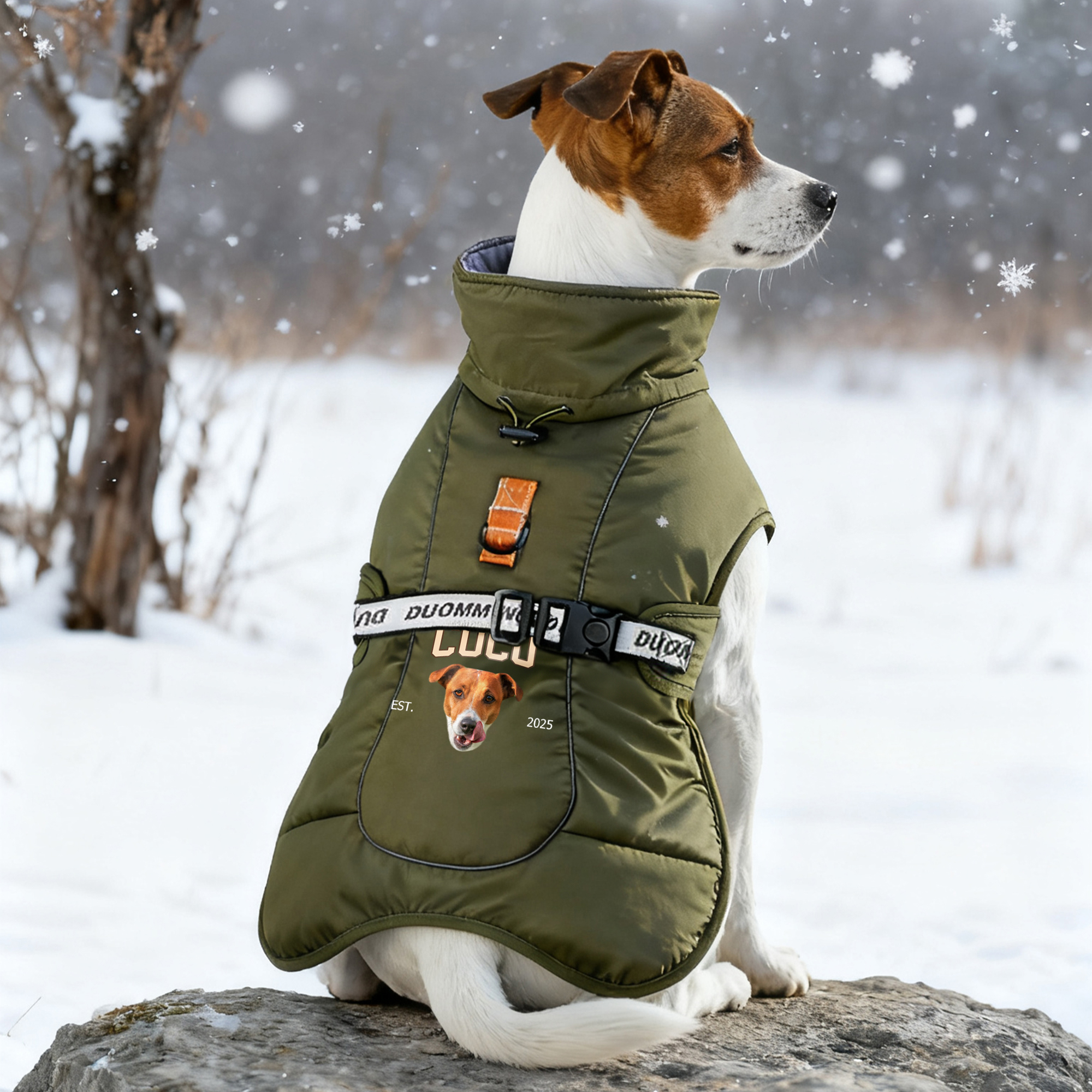 Personalised Funny Face Photo Adjustable Dog Coat Jacket with Name and ...