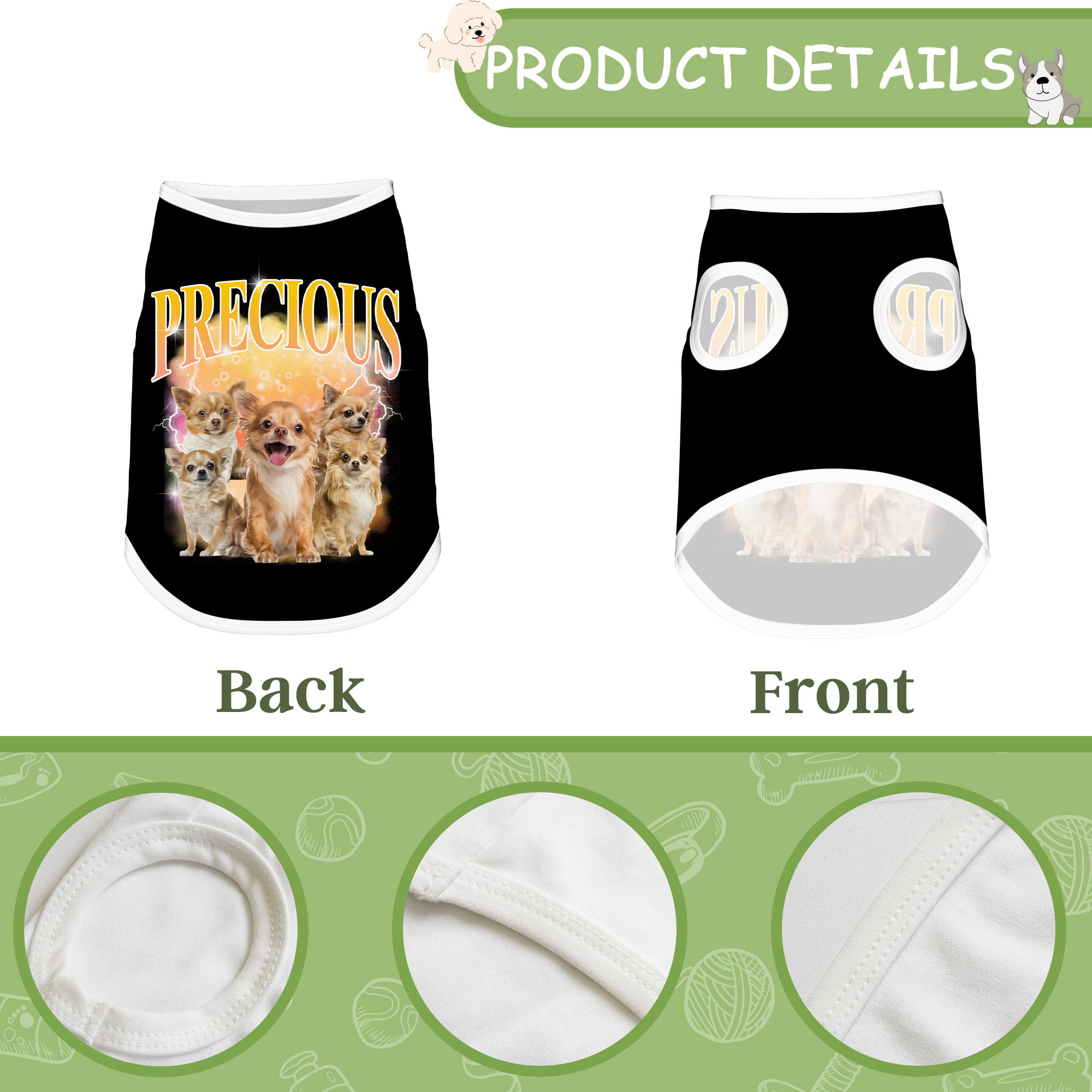 Personalised Lightning 5 Pet Photos 100% Cotton Soft Warm Pet Waistcoat ...