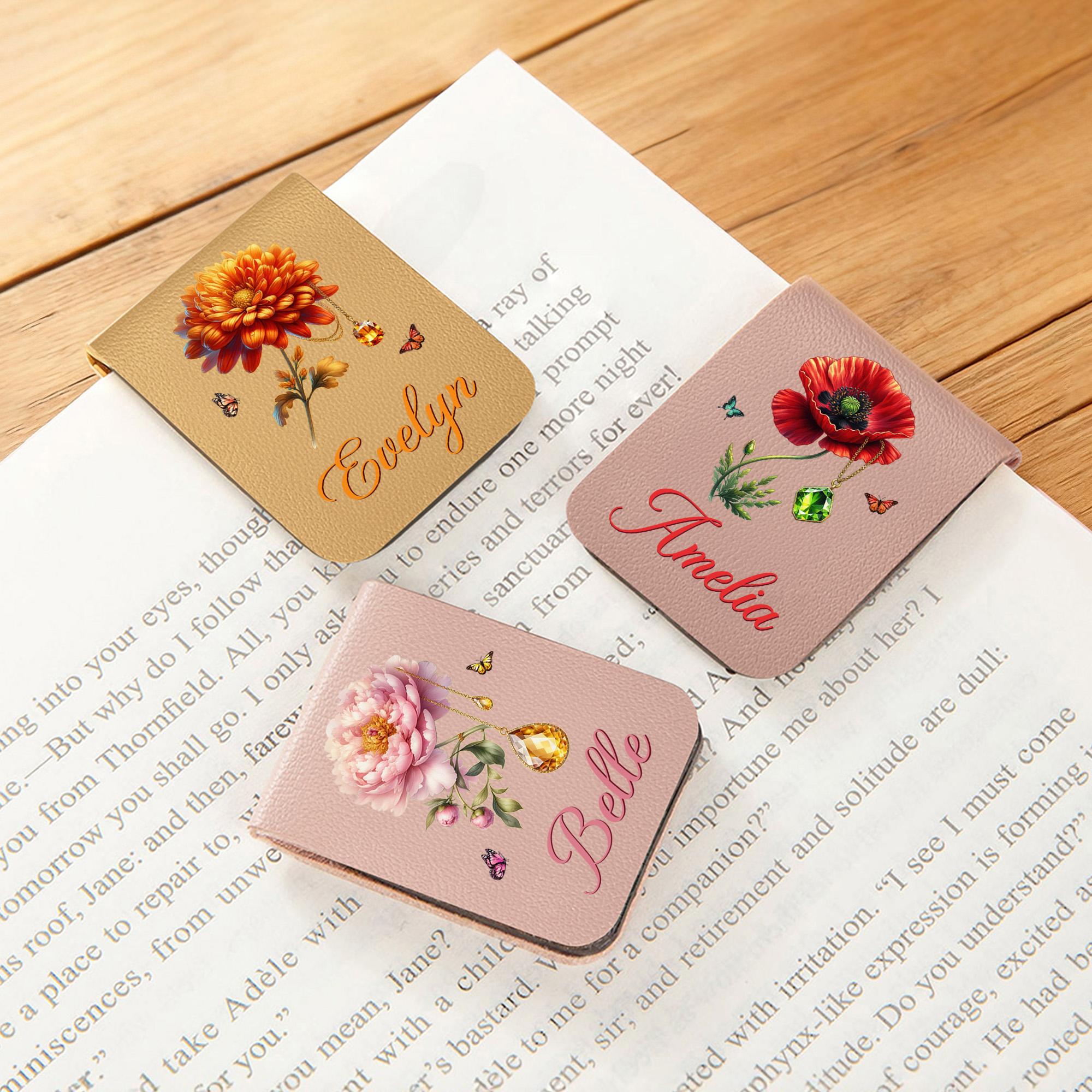 Personalized Multicolor Retro Birthstone Birth Flower Magnetic PU ...