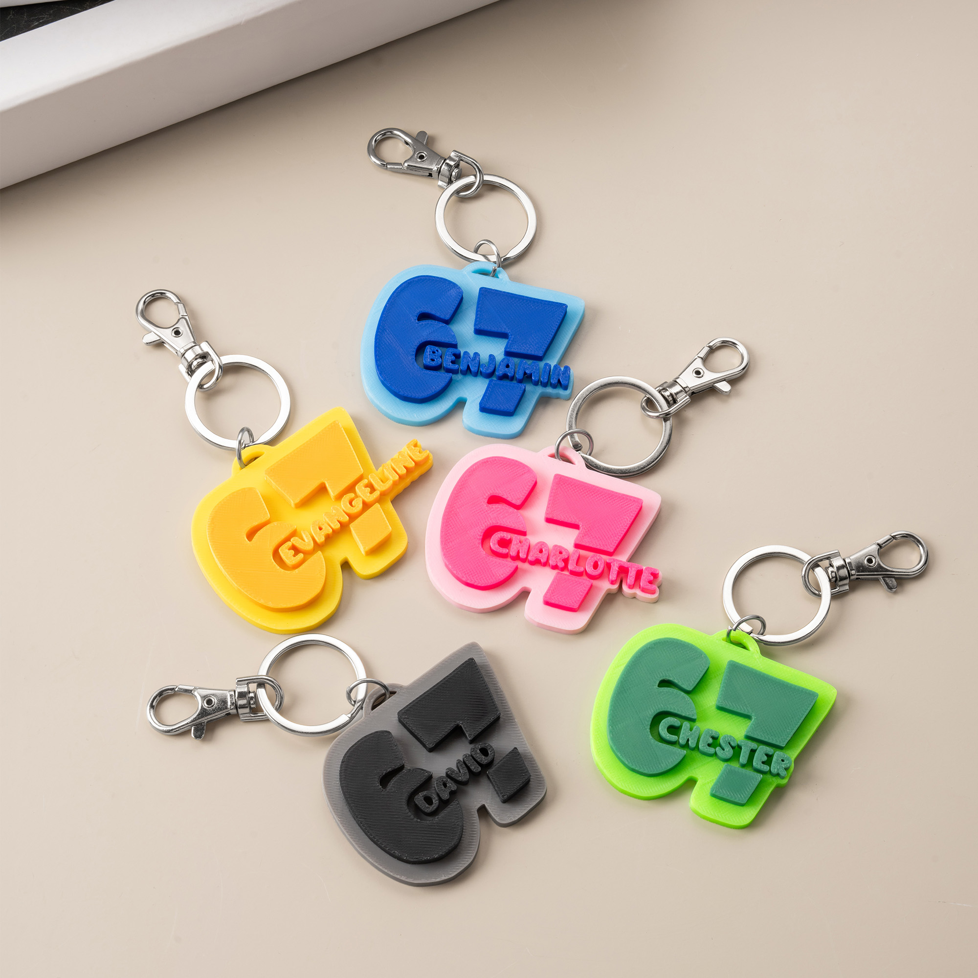 Personalized 3D-Printed Six Seven Multicolor Keychain with Name ...