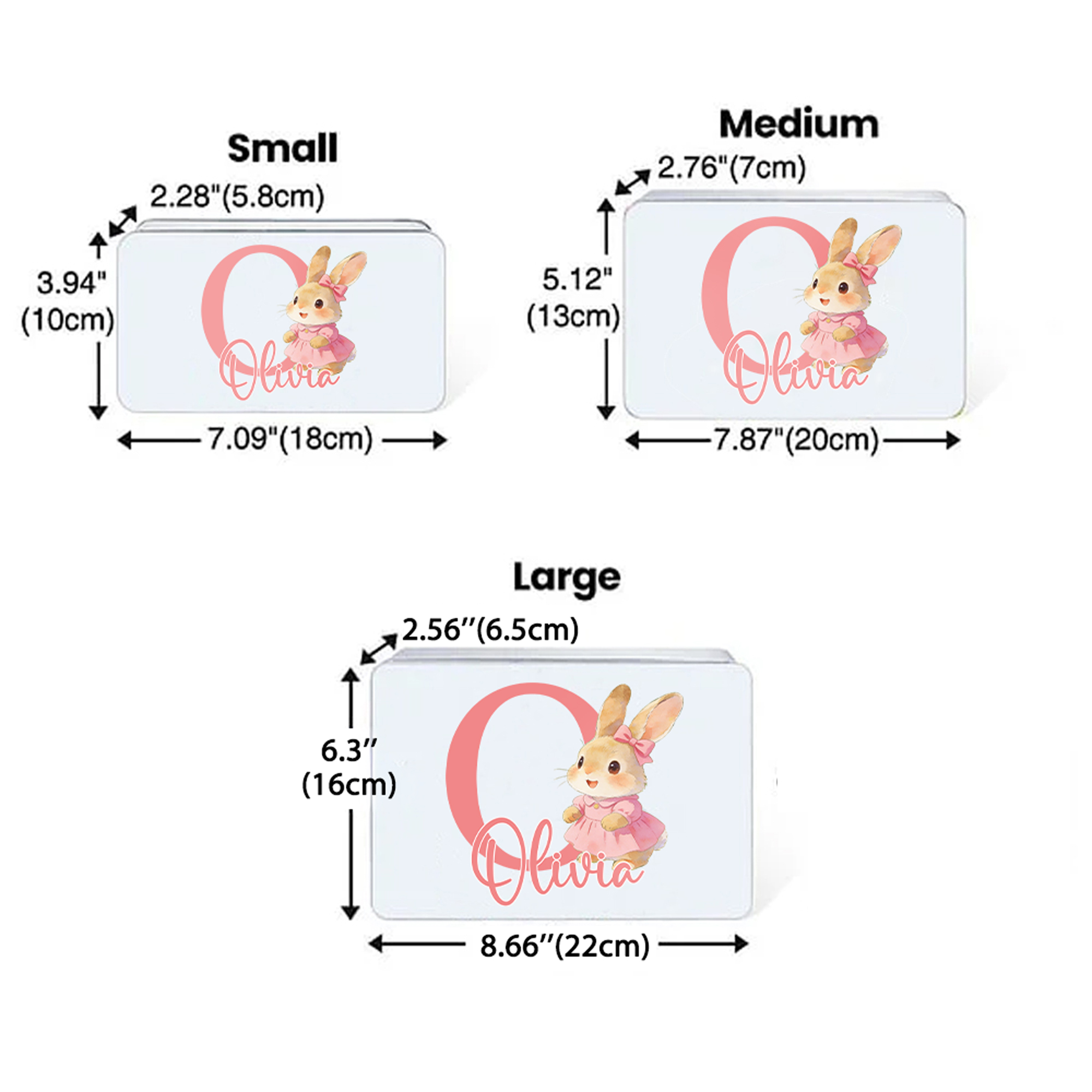 Personalized Cute Cartoon Rabbit Initial Biscuit Tin Storage Box with ...