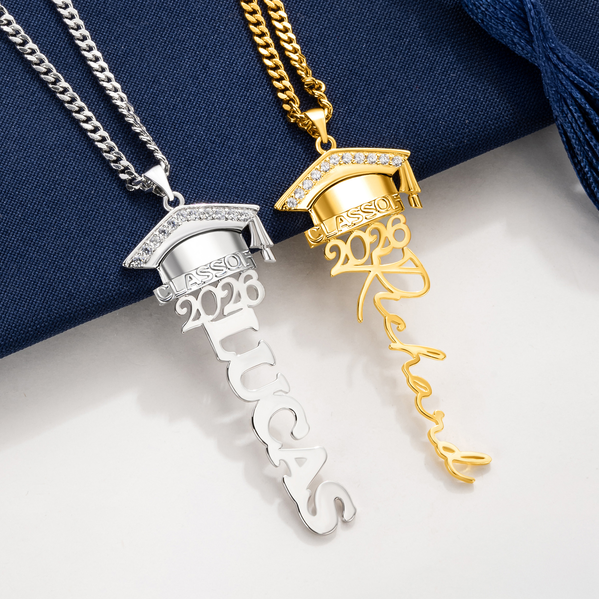 Personalized Class of 2026 Graduation Cap Zircon Necklace with Name ...