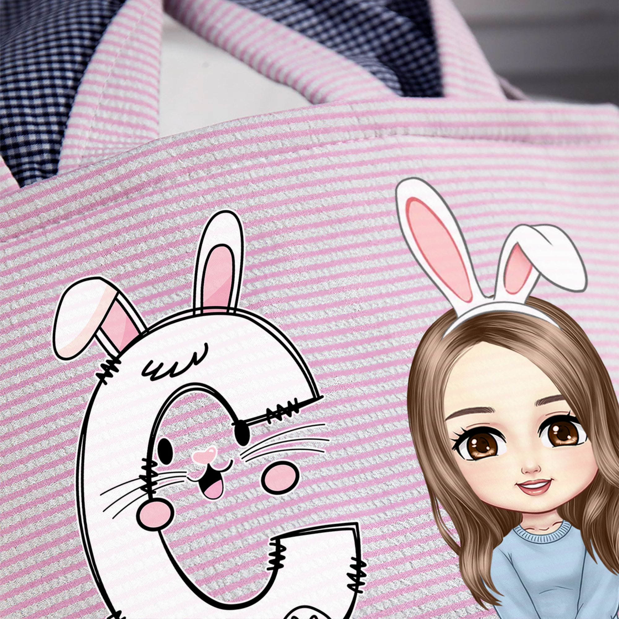 Personalized Cartoon Character Canvas Striped Basket with Name and ...