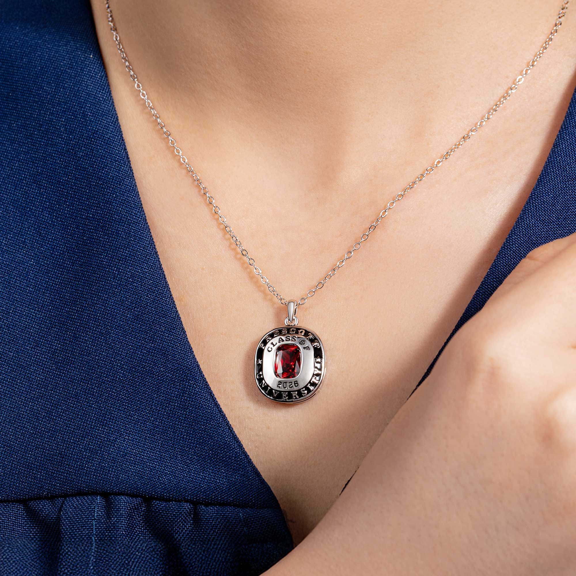 Personalized Birthstone Shield Badge Sterling Silver Necklace with Text ...