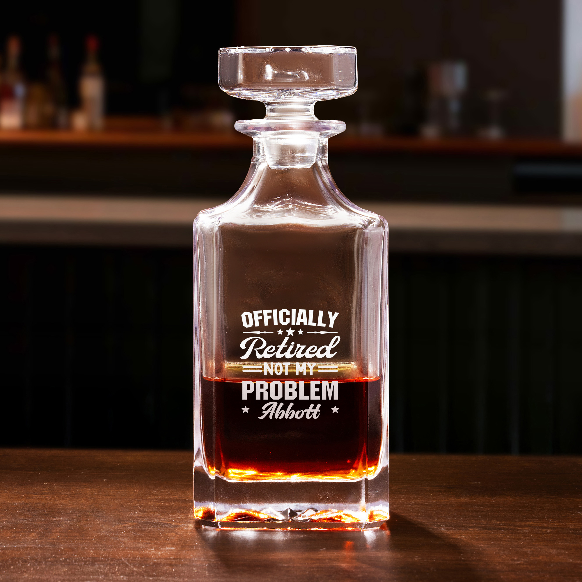 Personalized Officially Retired Not My Problem Whiskey Decanter with ...