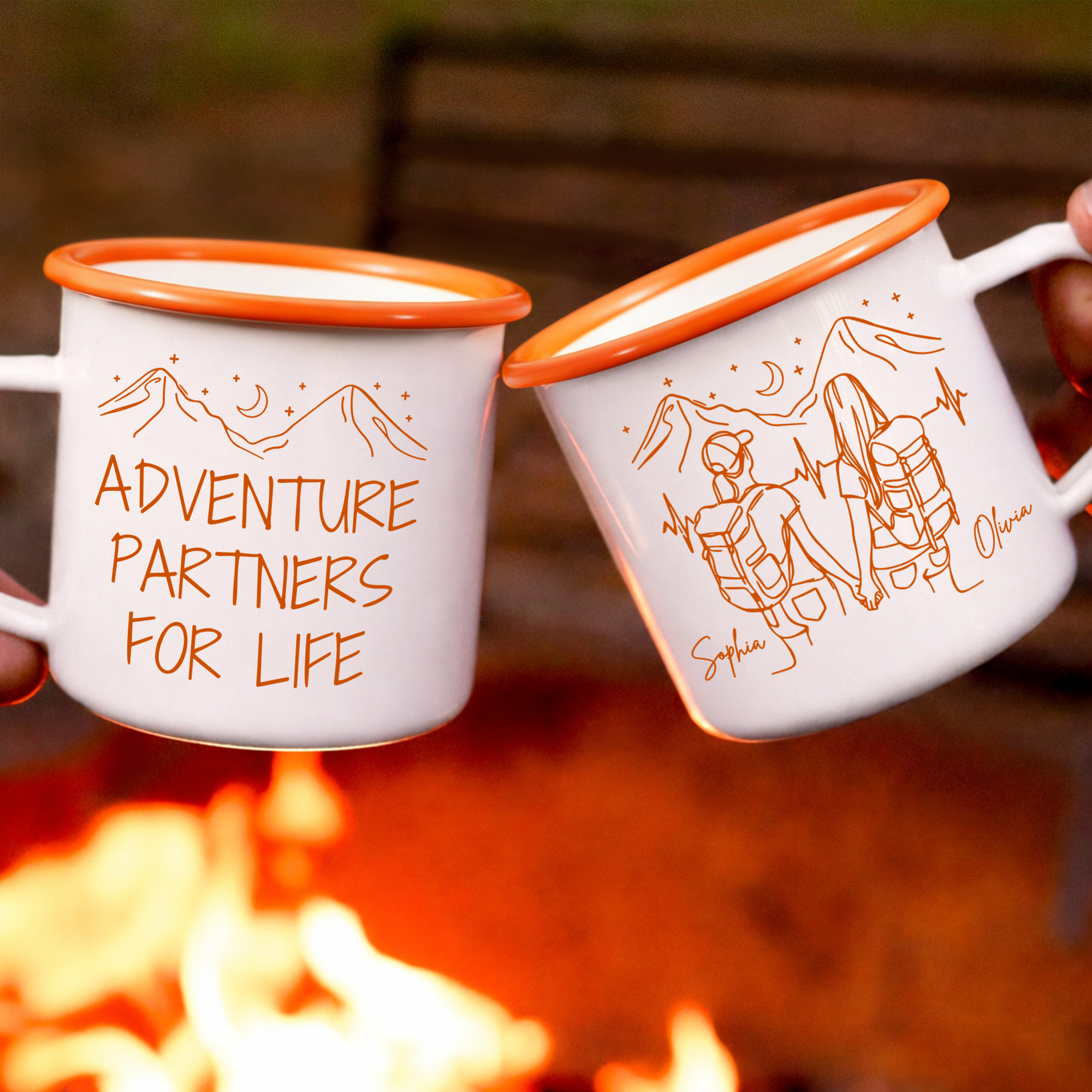 Personalized Adventure Hiking Line Drawing 12 oz Enamel Mug with Name ...