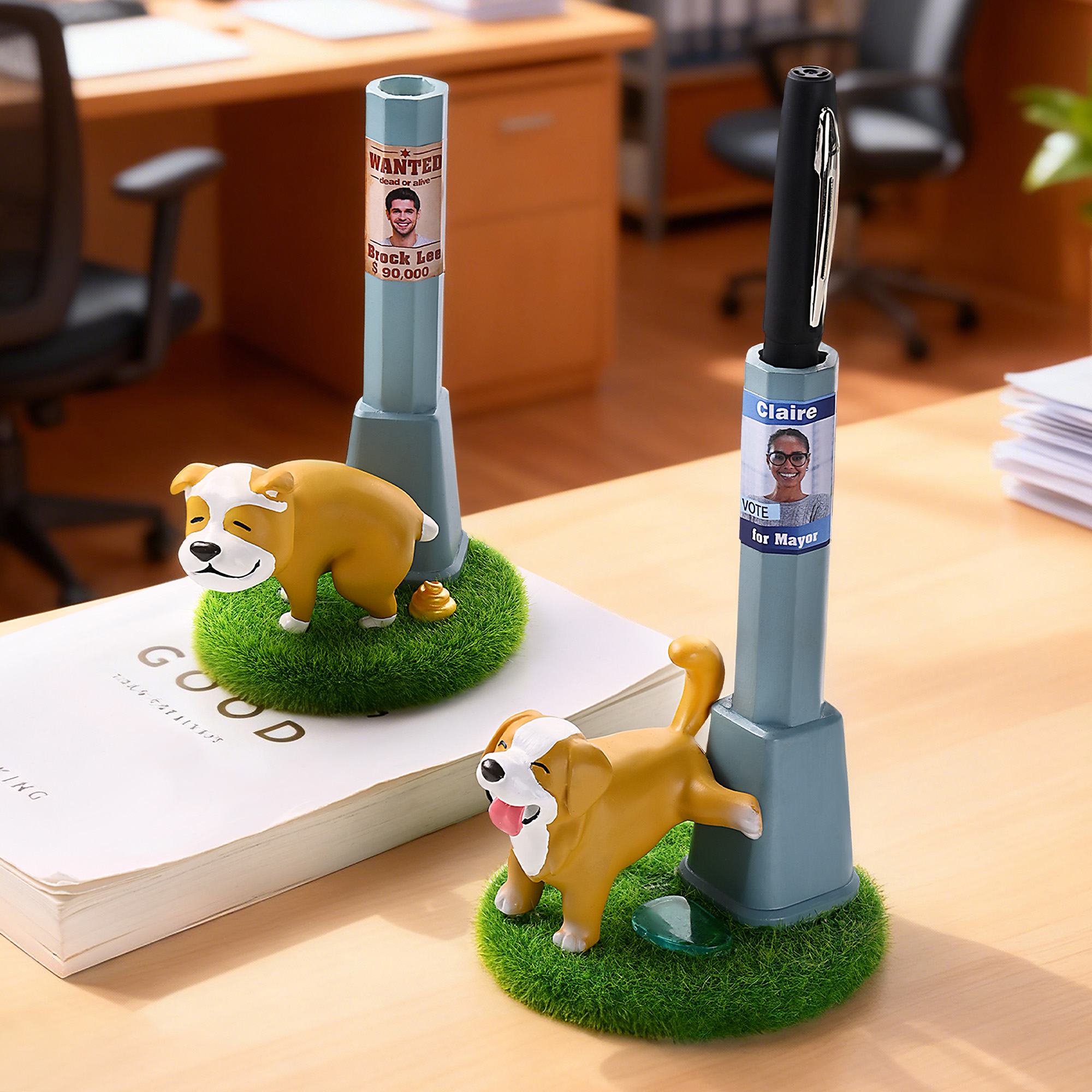 Personalized Spoof Dog Telephone Pole Pen Stand with Name Photo and ...