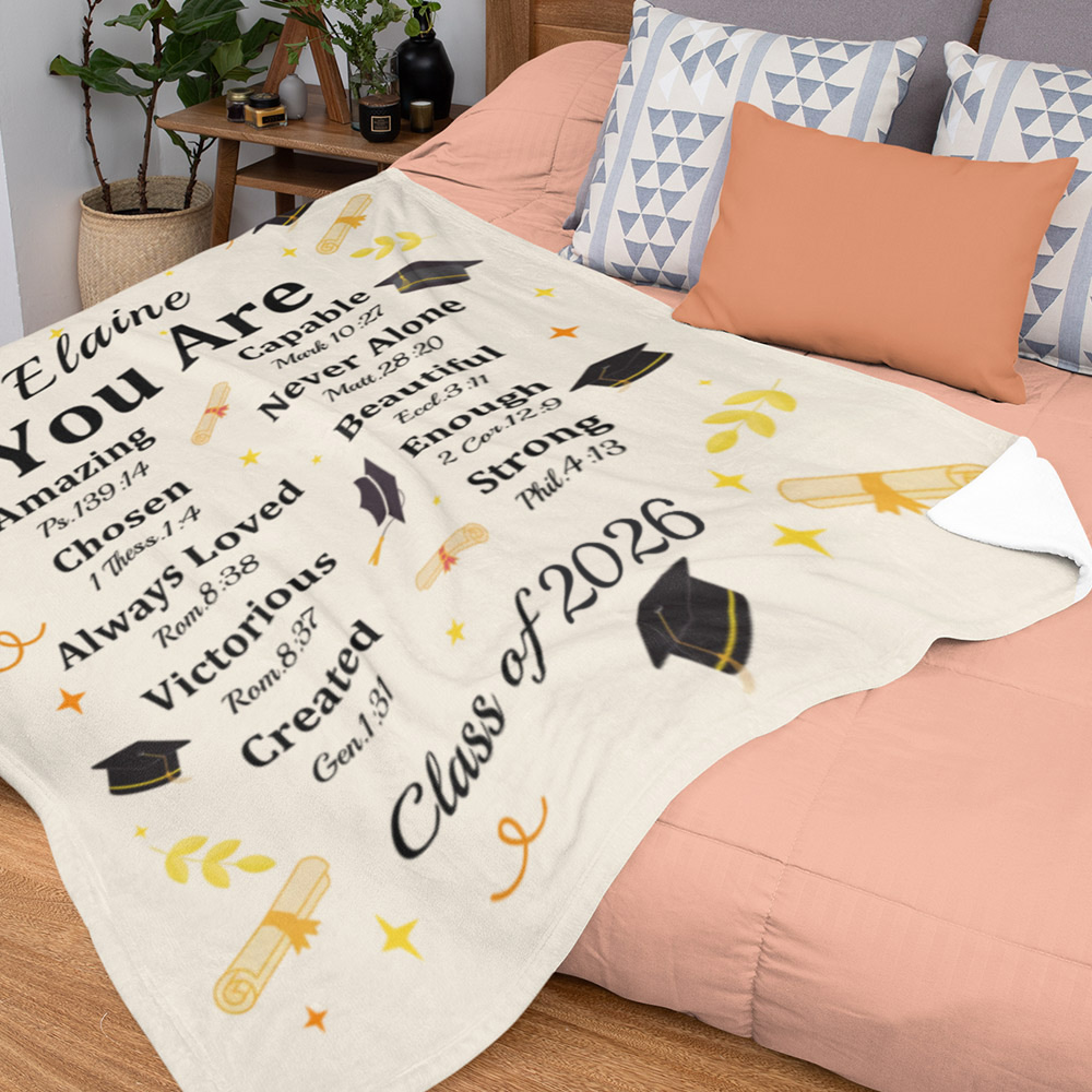 Personalized Graduation Cap Bible Chapter Soft Throw Blanket with Name ...