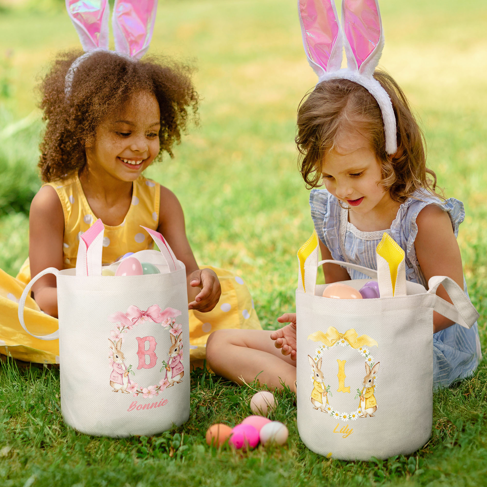 Personalized Cute Peter Rabbit Easter Basket with Name and Initial ...