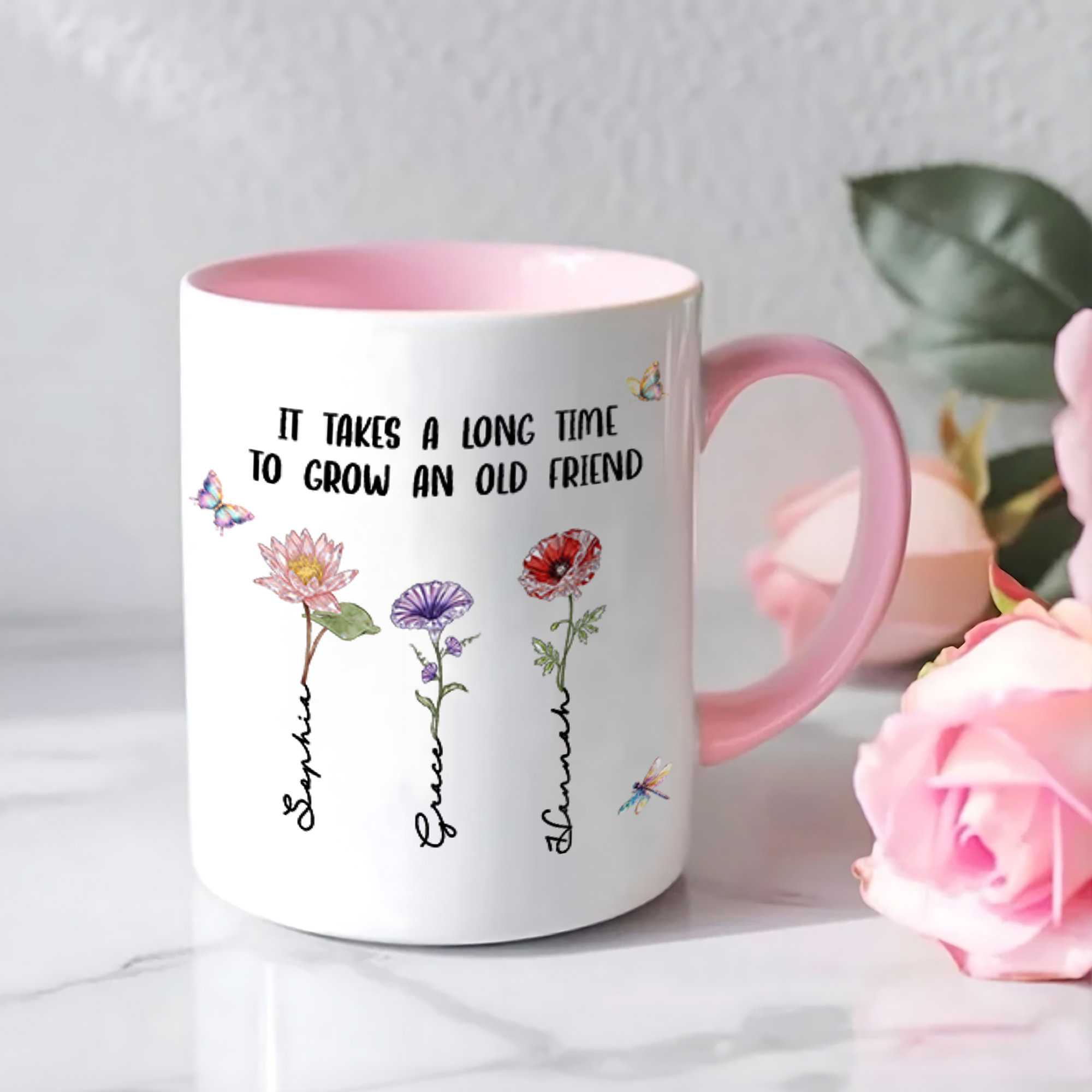 Tasse à café personnalisée en céramique avec les noms Crystal Birth ...