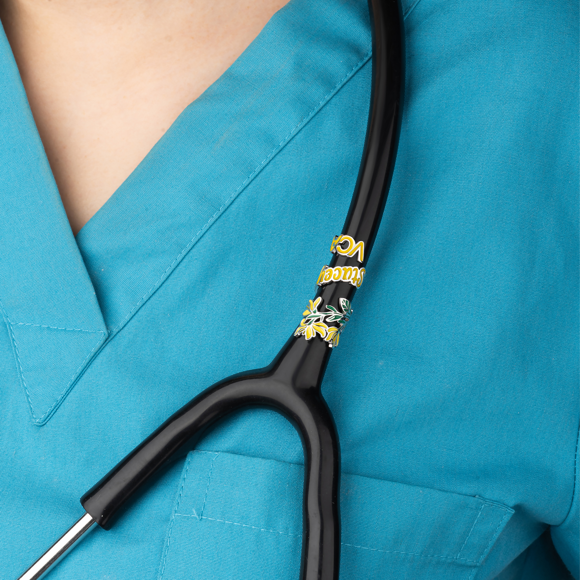 Personalized Birth Flower Stethoscope ID Tag with Name and Title ...