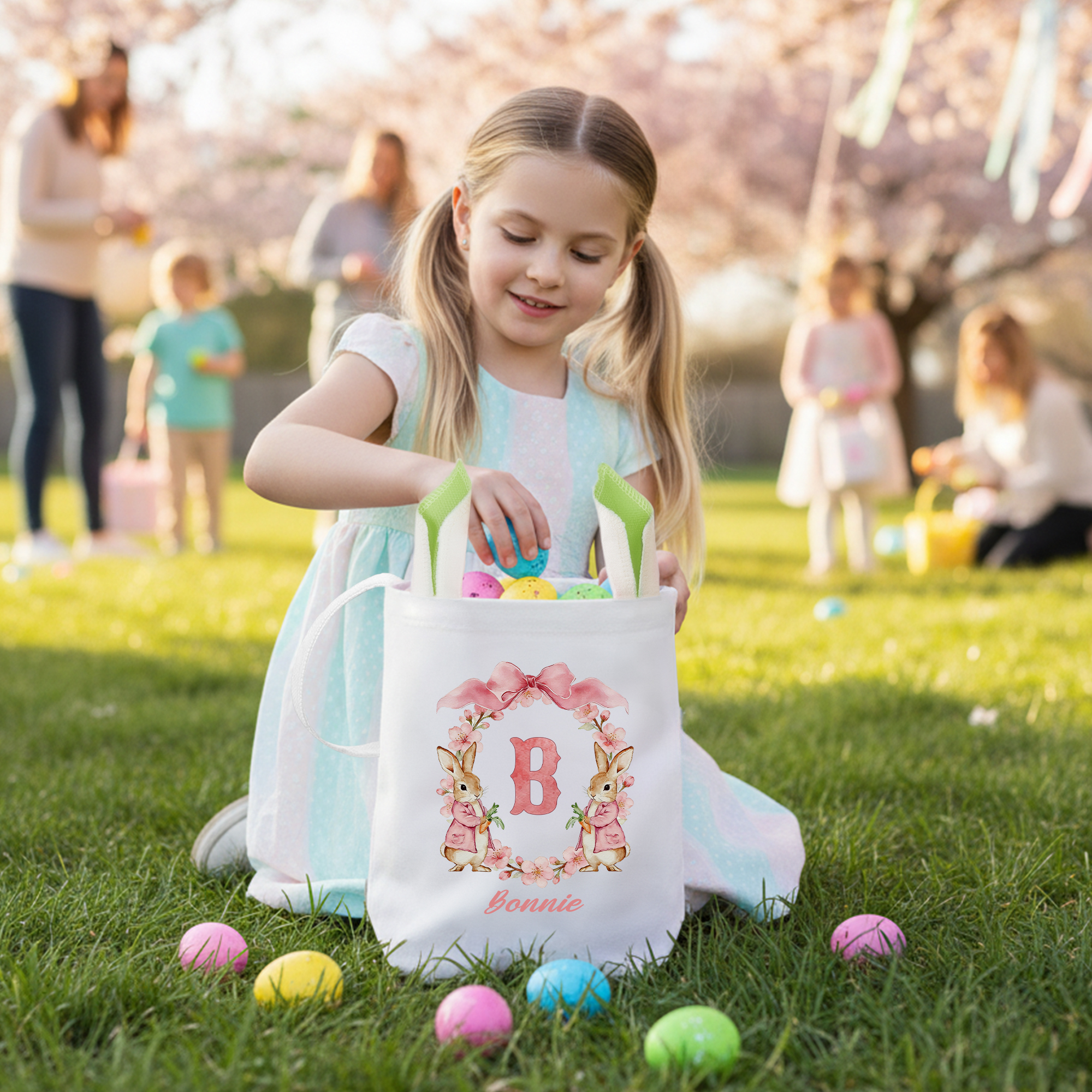 Personalised Cute Peter Rabbit Easter Basket with Name and Initial ...