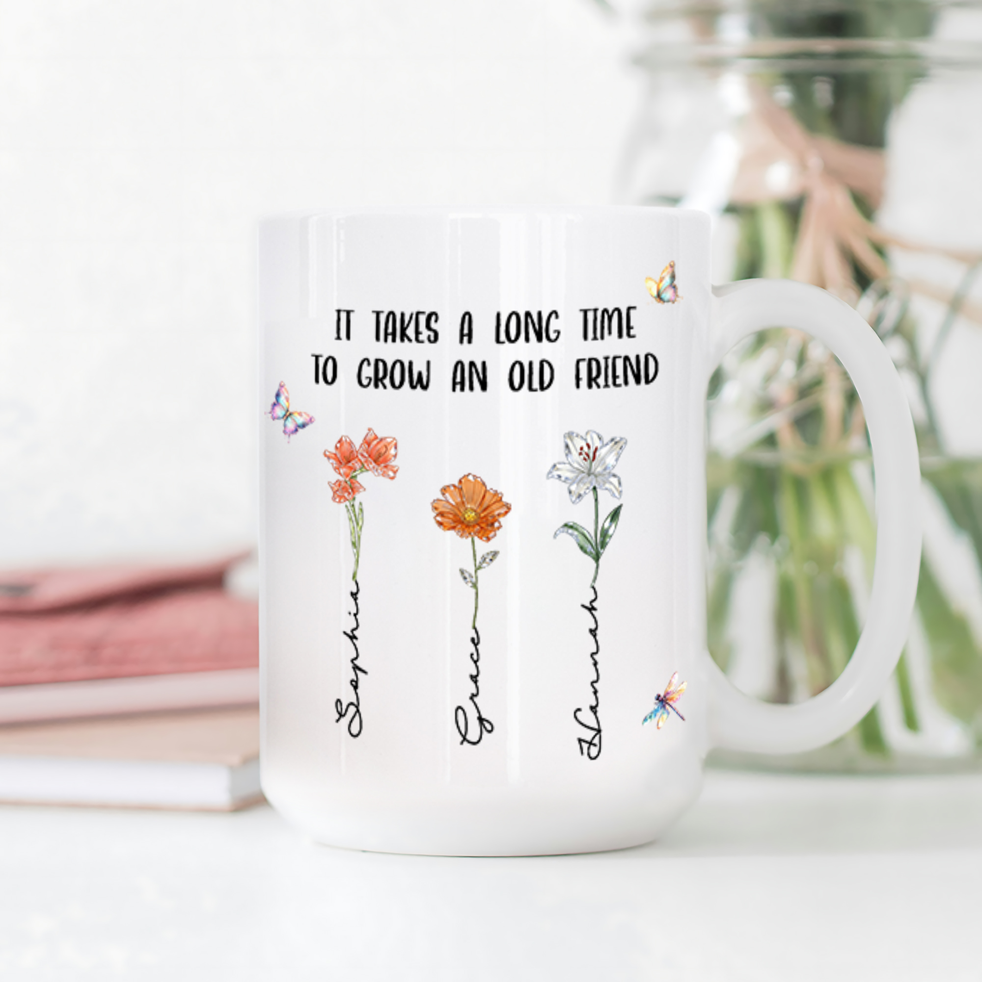 Tasse à café personnalisée en céramique avec les noms Crystal Birth ...