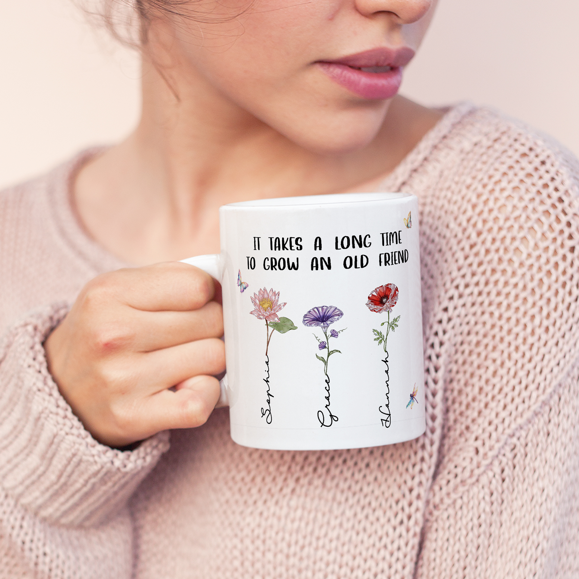 Tasse à café personnalisée en céramique avec les noms Crystal Birth ...