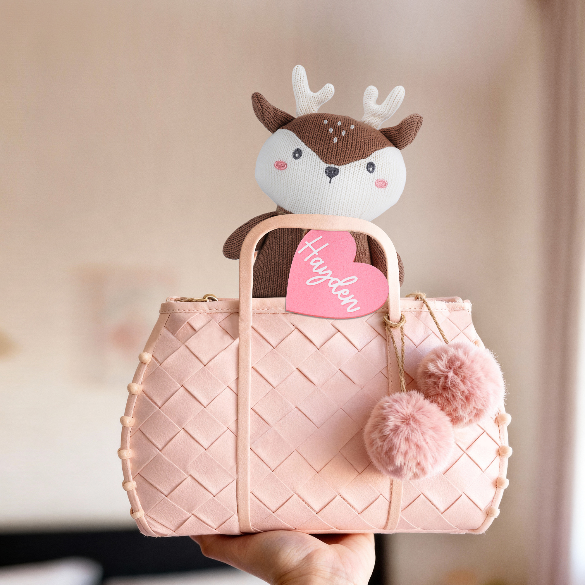 Personalized Heart Cute Deer Soft Stuffed Plush Toy with Name Valentine ...