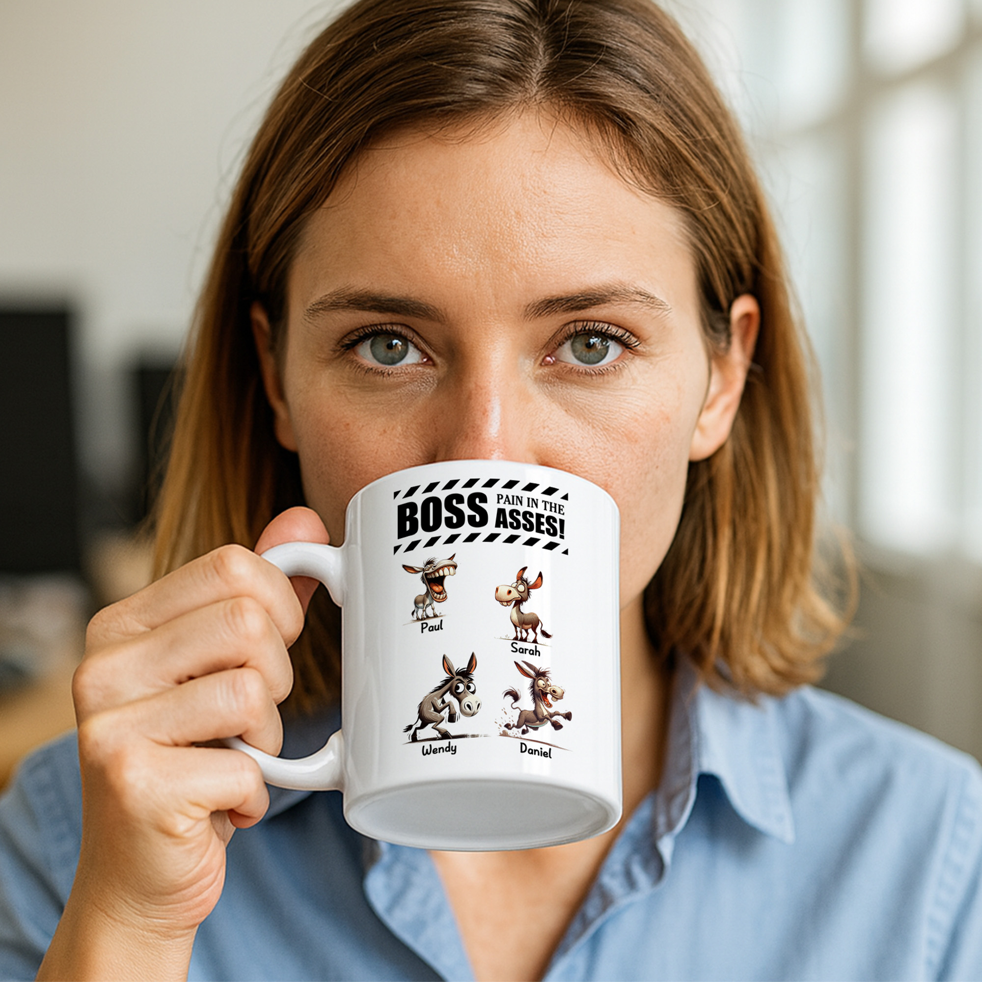 Tasse à café personnalisée Boss Pain In The Asses Funny Donkey 11 oz 15 ...