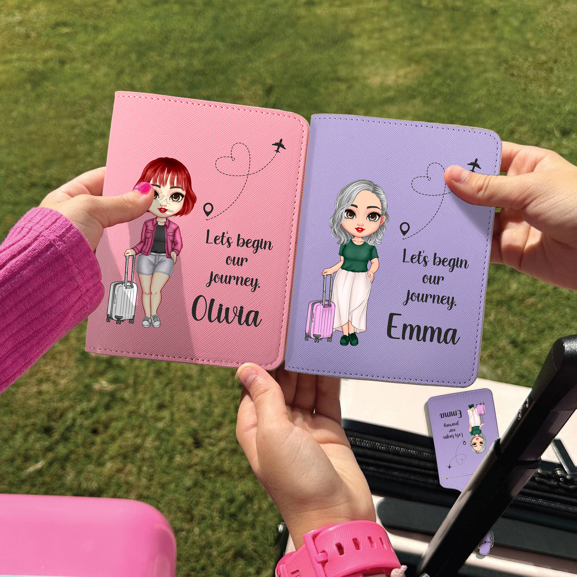 Personalized Cute Cartoon Character Travel Theme Passport Holder with ...