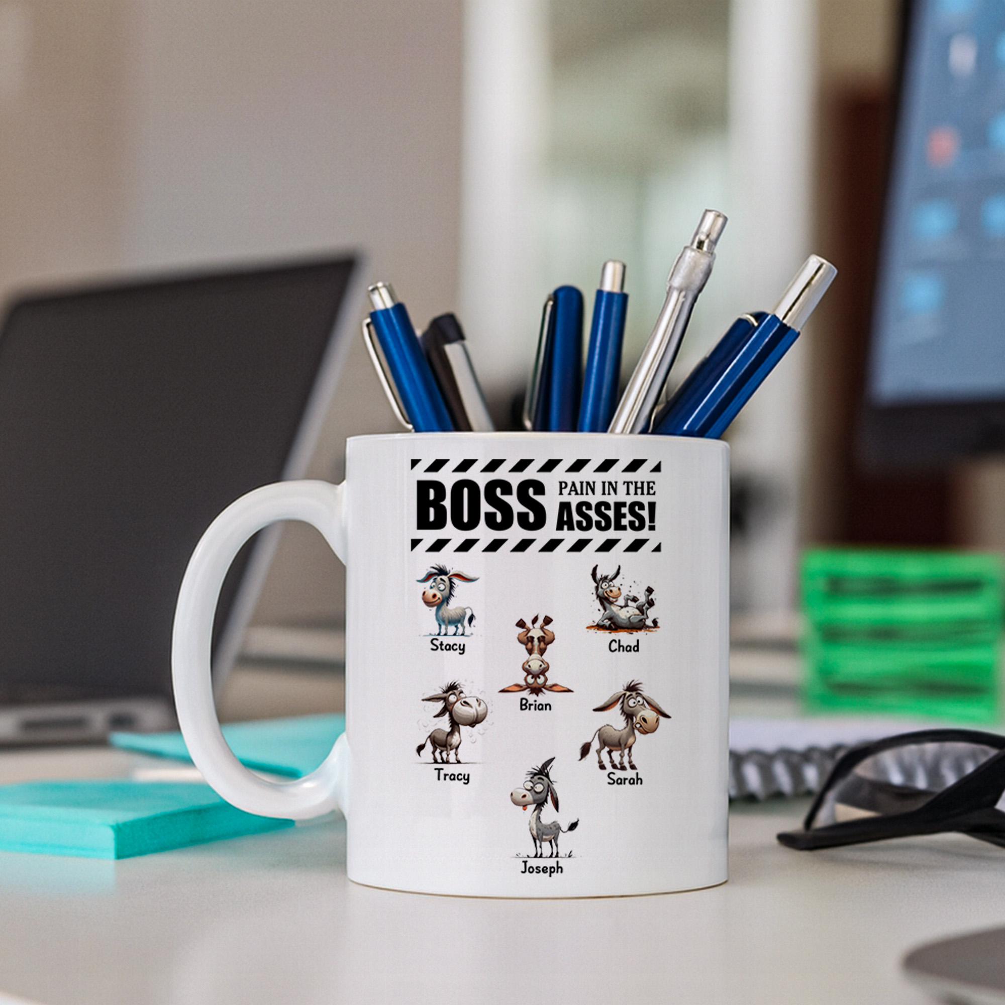 Tasse à café personnalisée Boss Pain In The Asses Funny Donkey 11 oz 15 ...