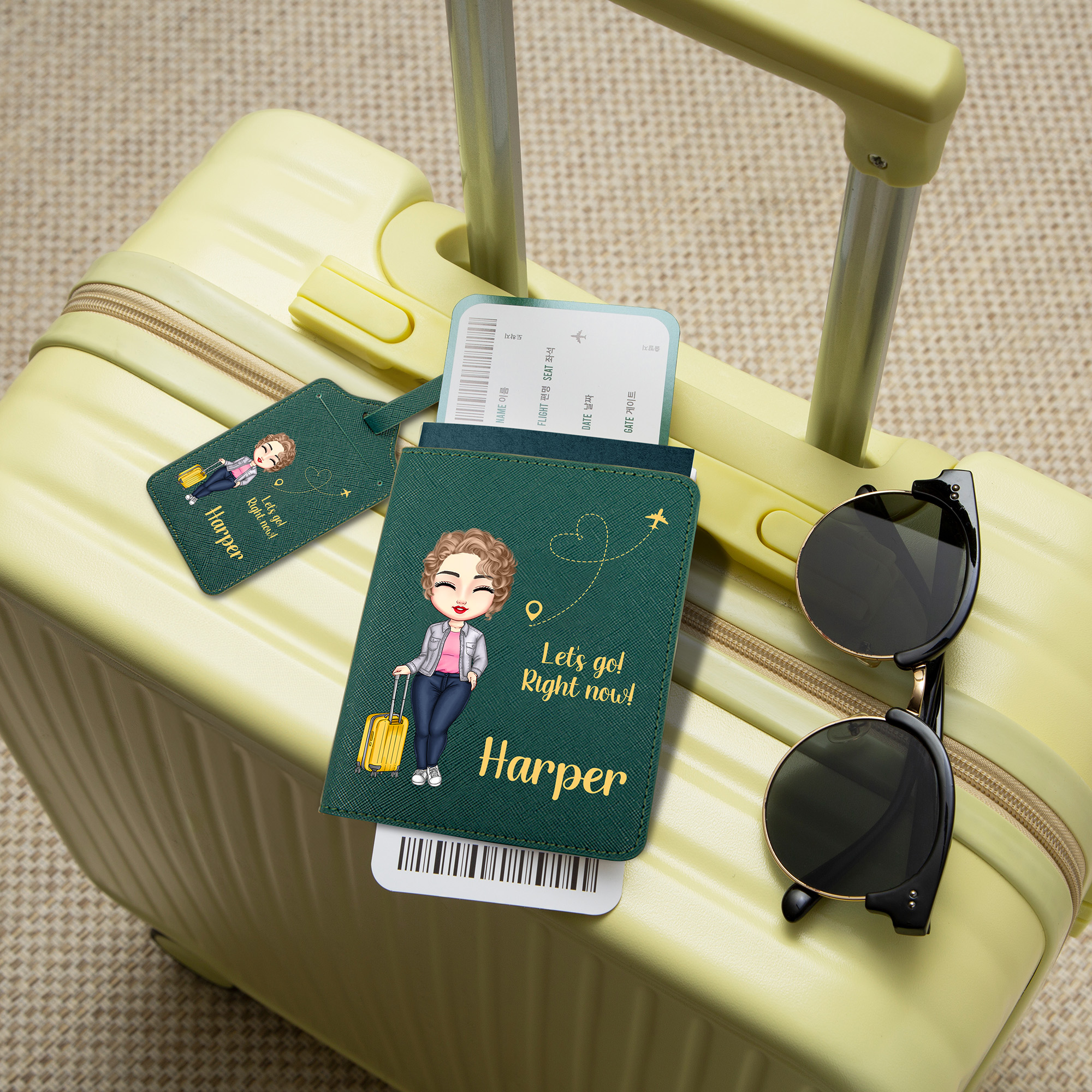 Personalised Cute Cartoon Character Travel Theme Passport Holder with ...