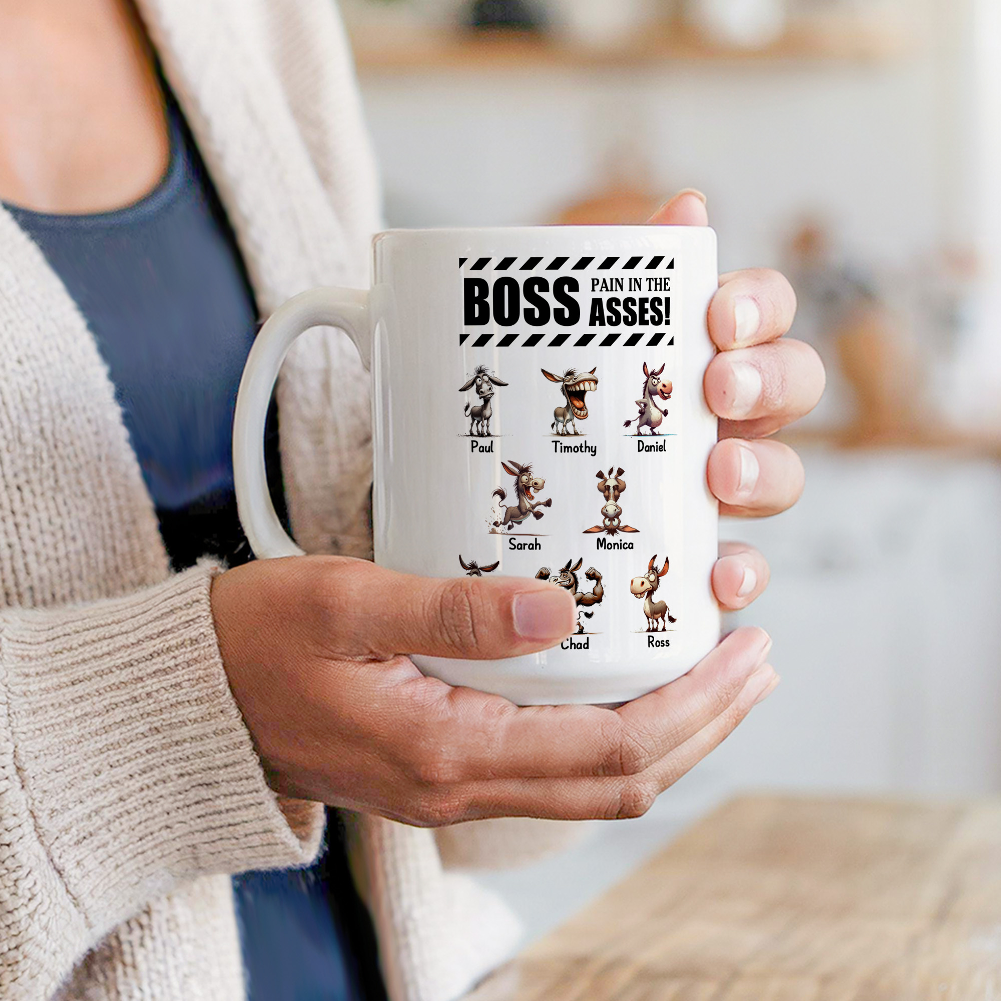 Tasse à café personnalisée Boss Pain In The Asses Funny Donkey 11 oz 15 ...