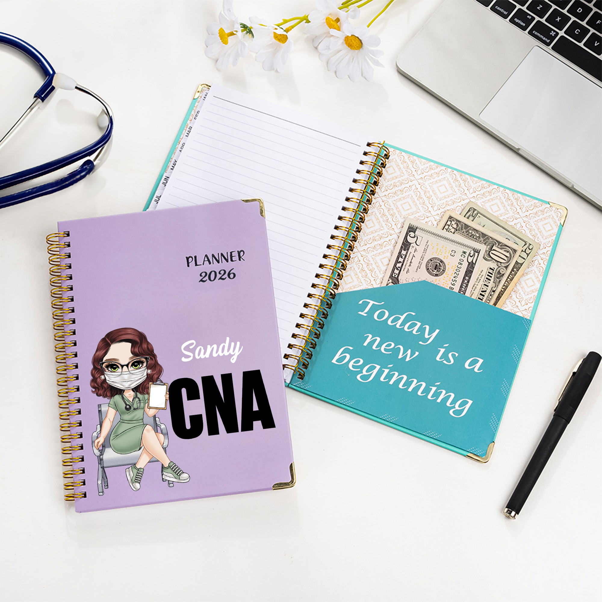 Personalized Cartoon Medical Character 2026 Planner A5 Spiral Notebook ...