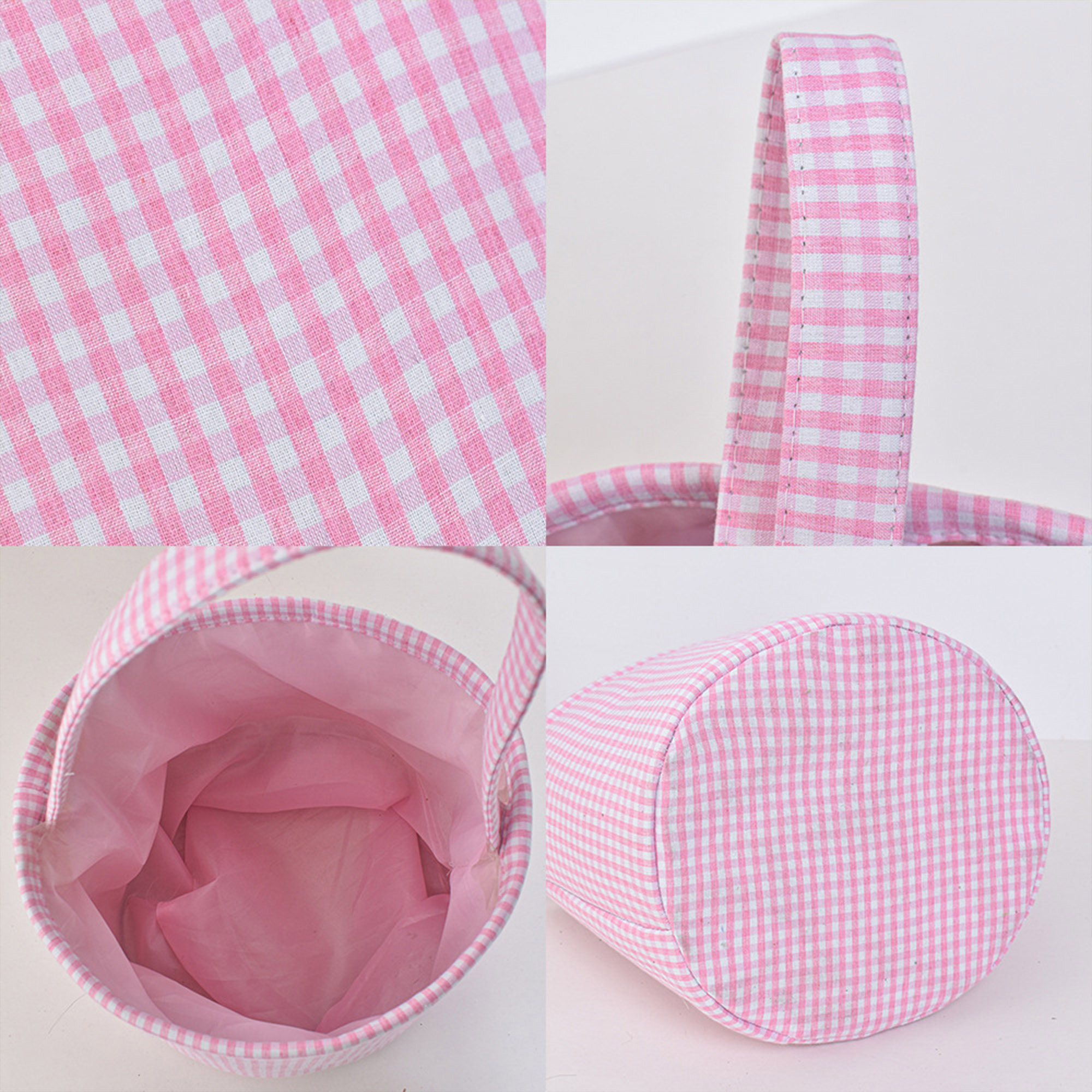 Personalized Cute Flower Rabbit Butterfly Plaid Easter Basket with Name ...