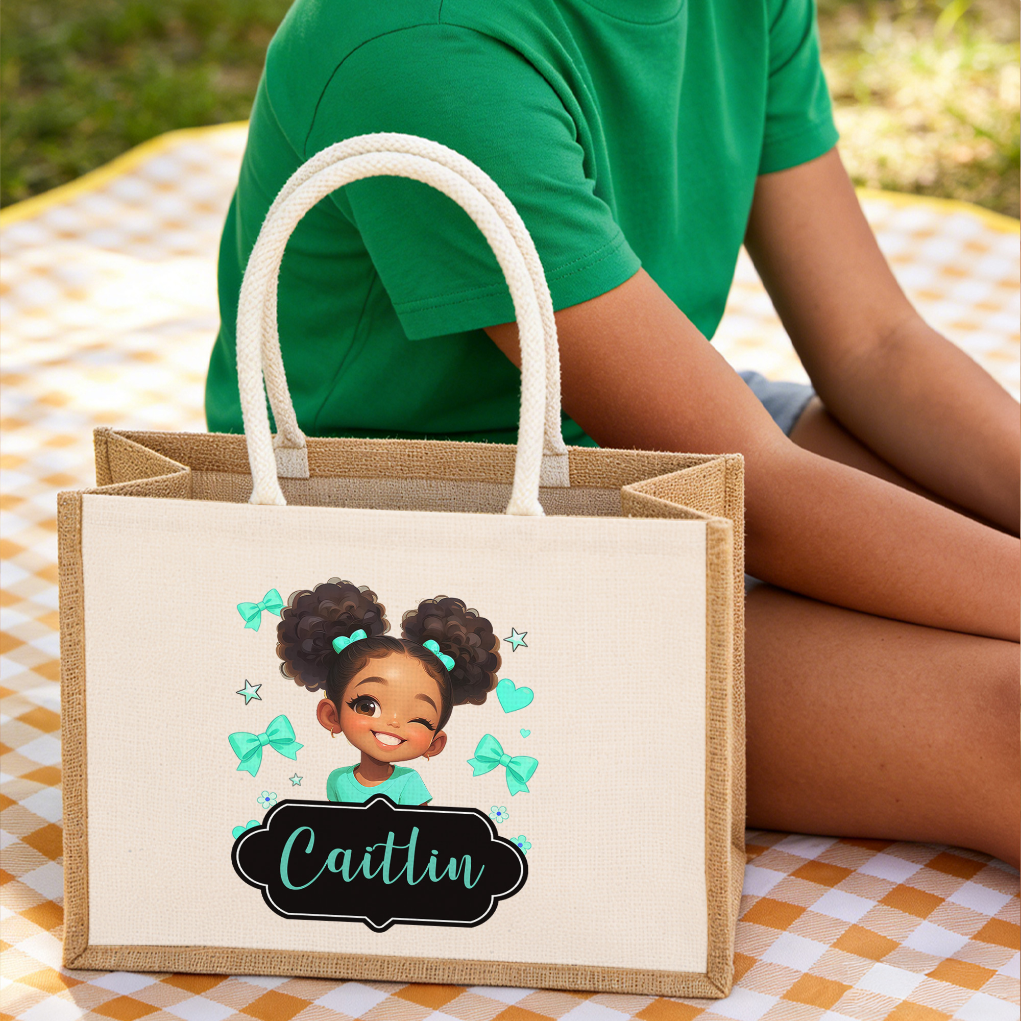 Sac en toile de jute avec nom Cadeau d'anniversaire pour fille noire ...