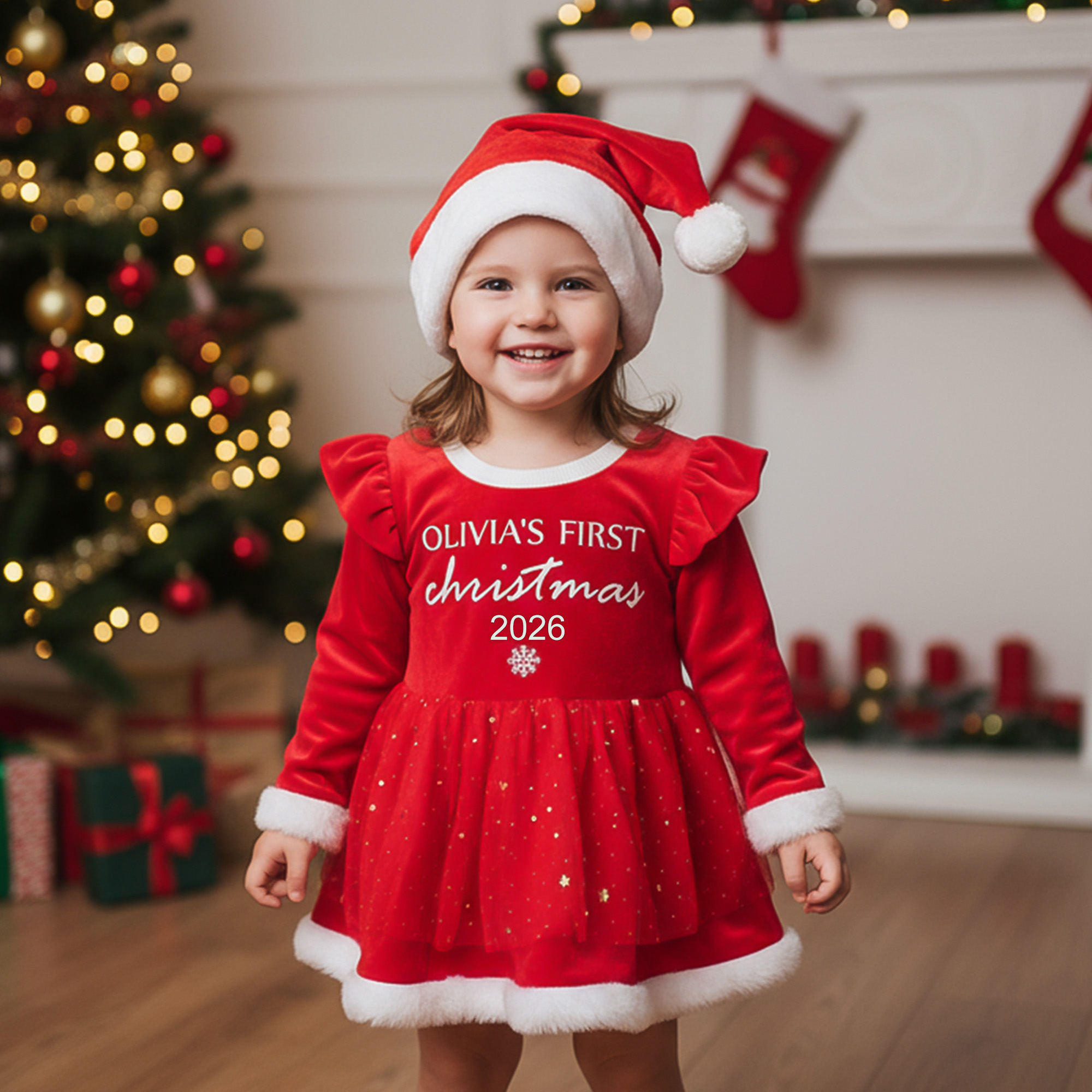 Personalized Baby Girl Red Tutu Dress Bow Headband Outfit with Name and ...