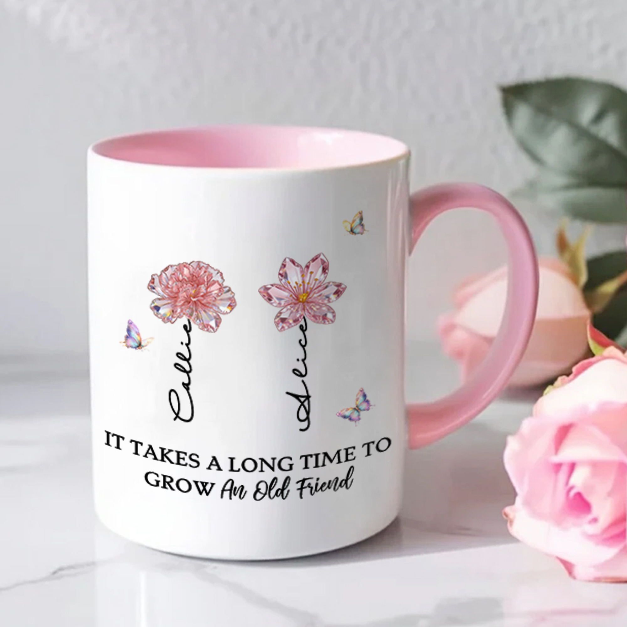 Personalisierte Kristall Geburt Blume 11 oz 15 oz Becher mit Namen ...