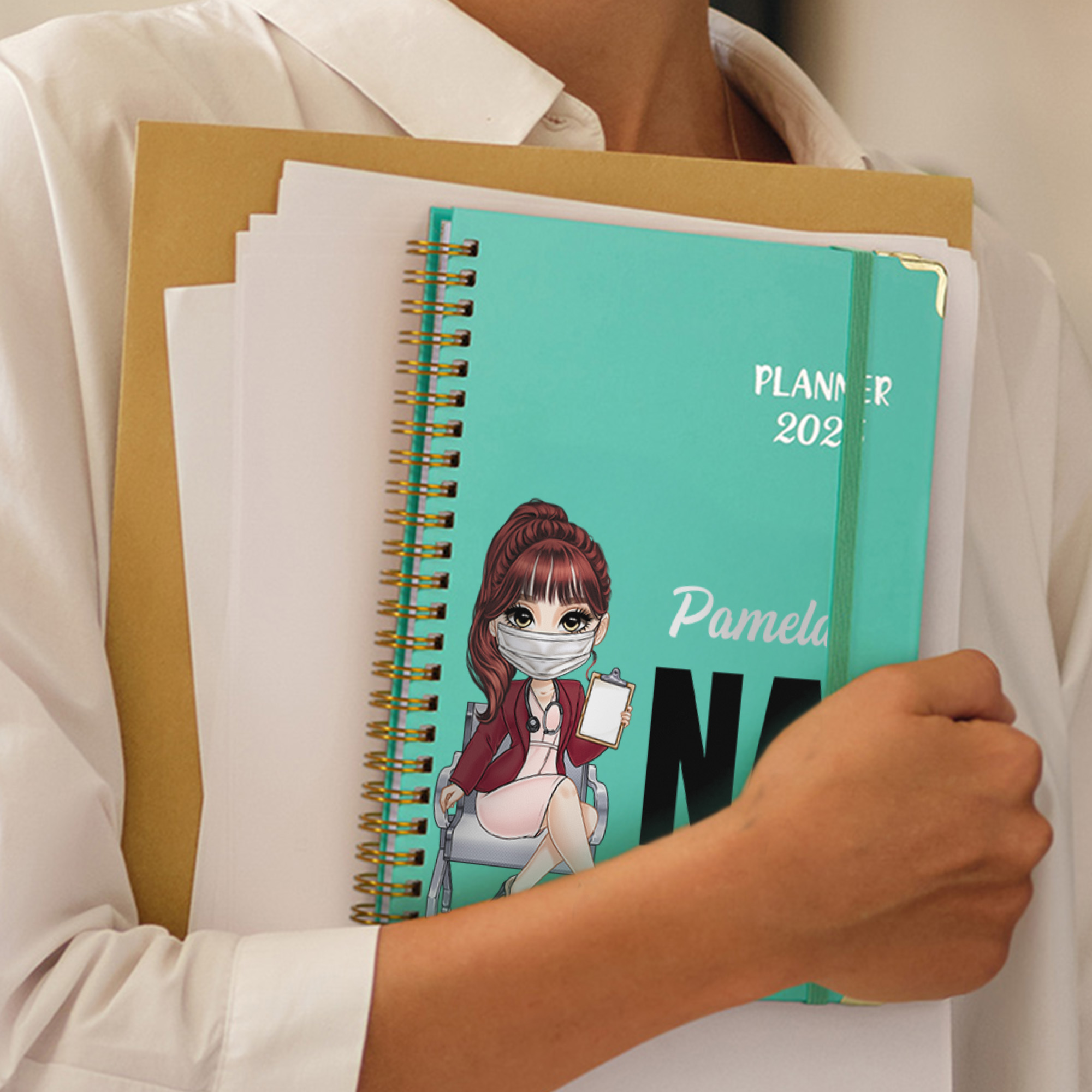 Personalised Cartoon Medical Character 2026 Planner A5 Spiral Notebook ...