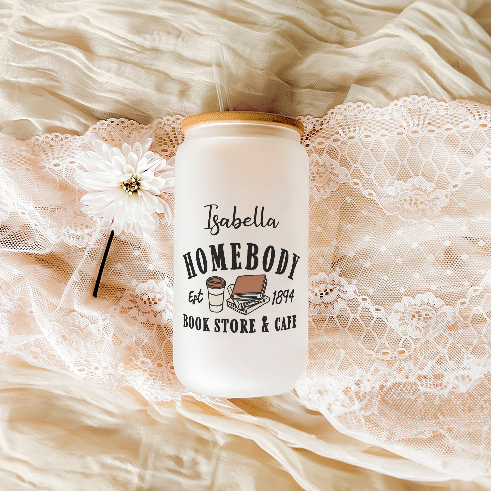 Tasse en verre de 20 oz avec couvercle et paille Cadeau d'anniversaire ...