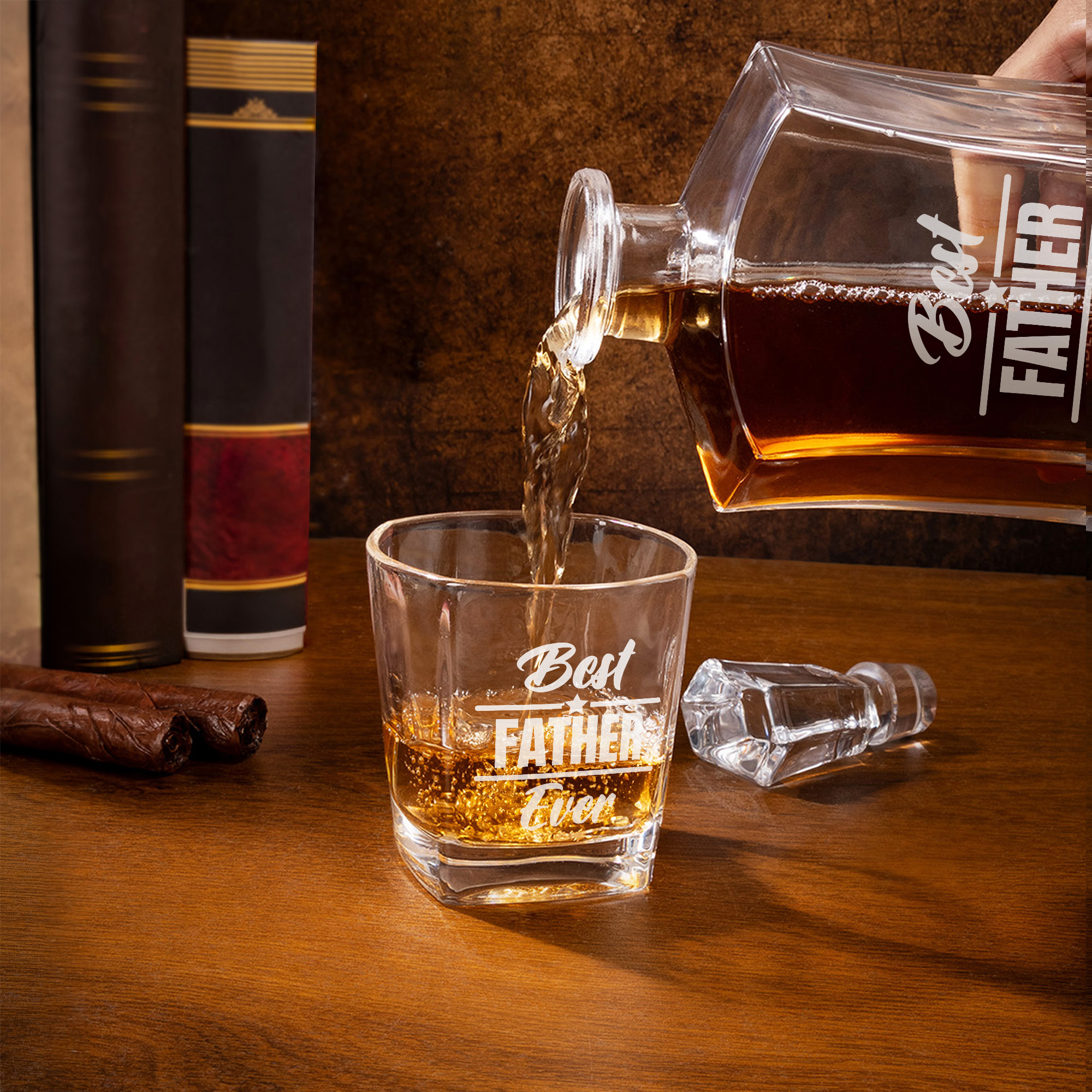 Personalised Best Families Ever Hexagonal Decanter 4 Whiskey Glasses ...