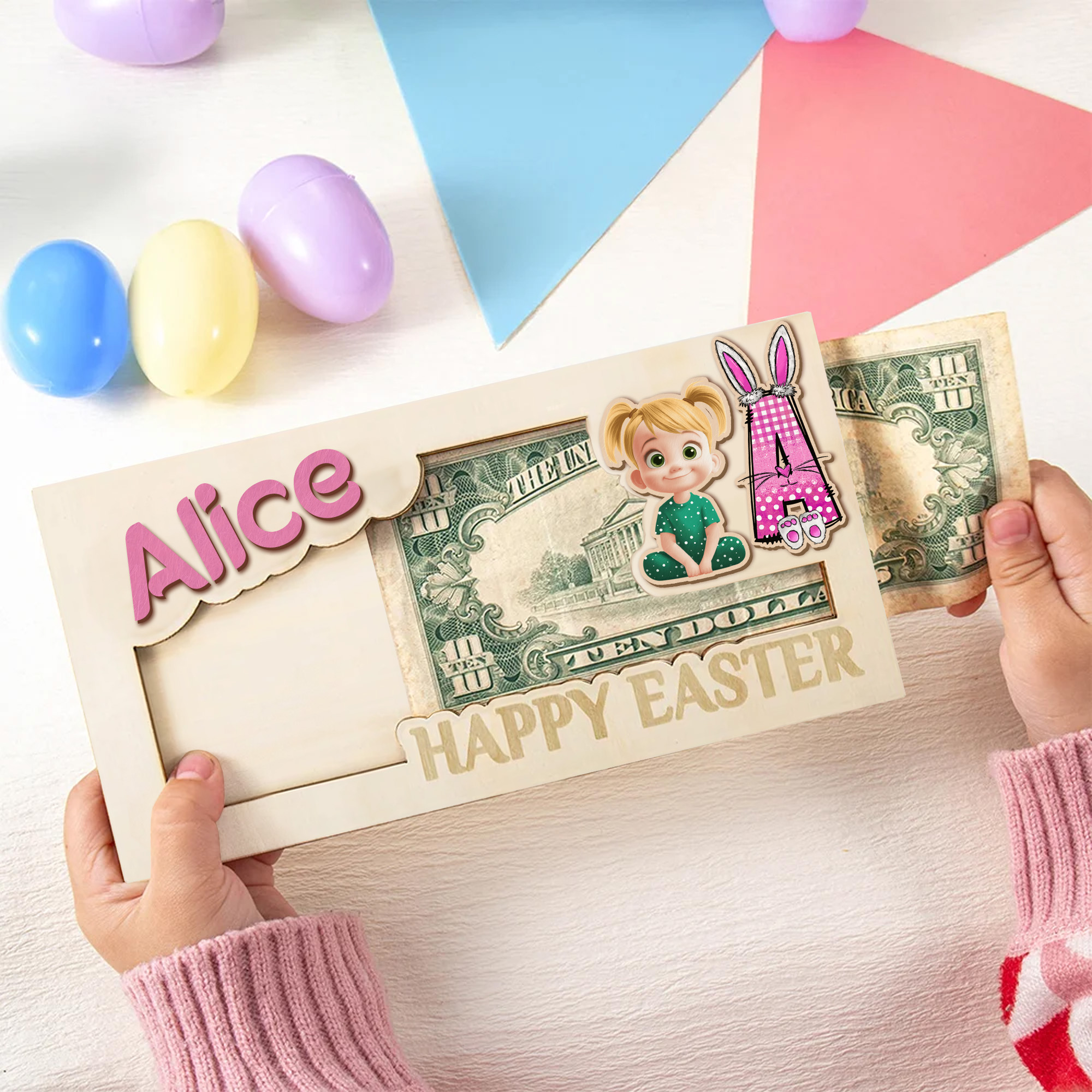 Personalized Cartoon Character Wooden Money Holder with Name and ...