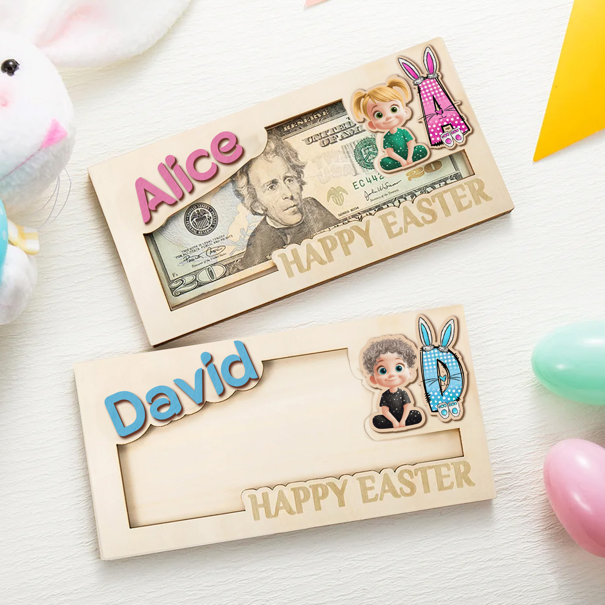Personalized Cartoon Character Wooden Money Holder with Name and ...