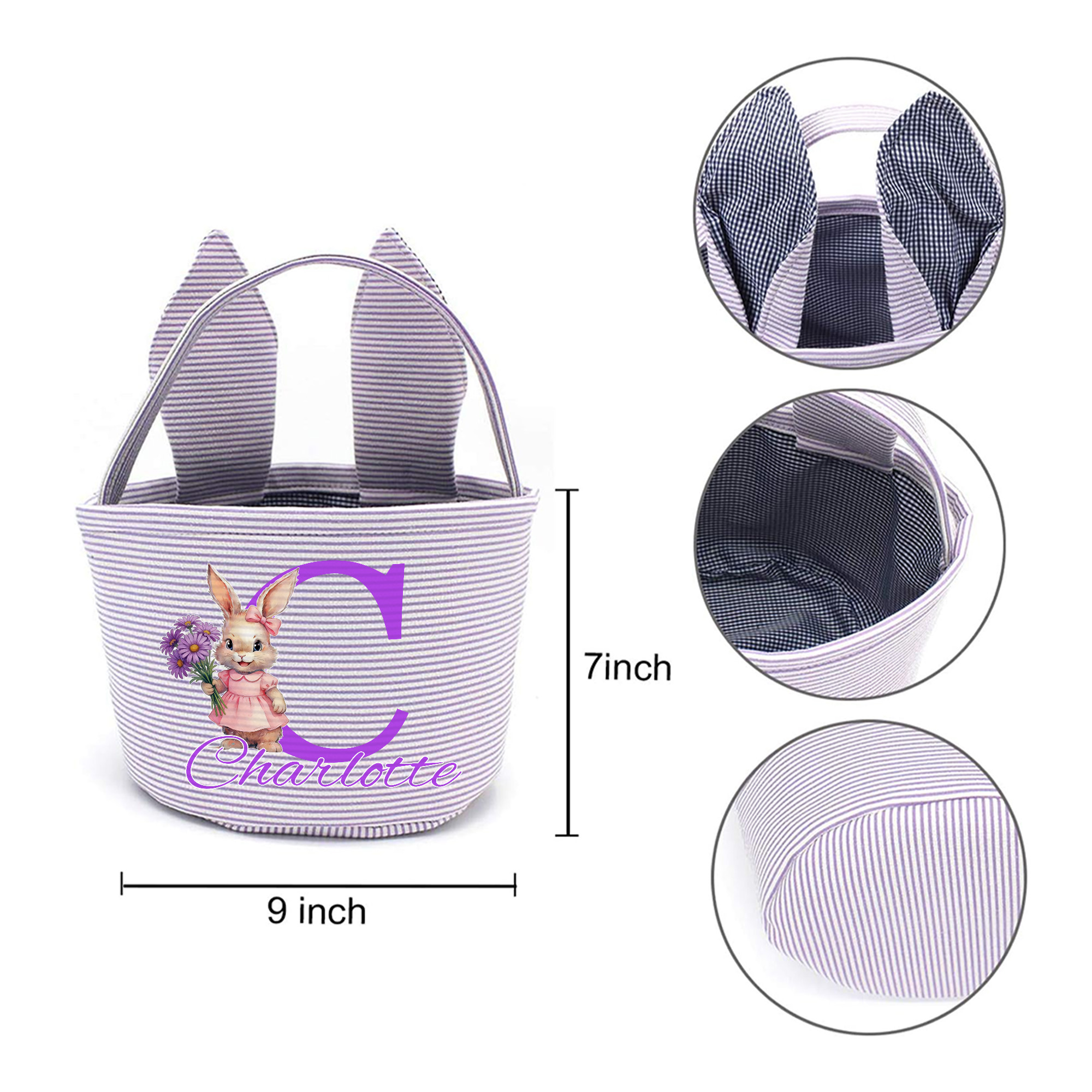 Personalised Cute Peter Rabbit Birth Flower Easter Basket with Name and ...