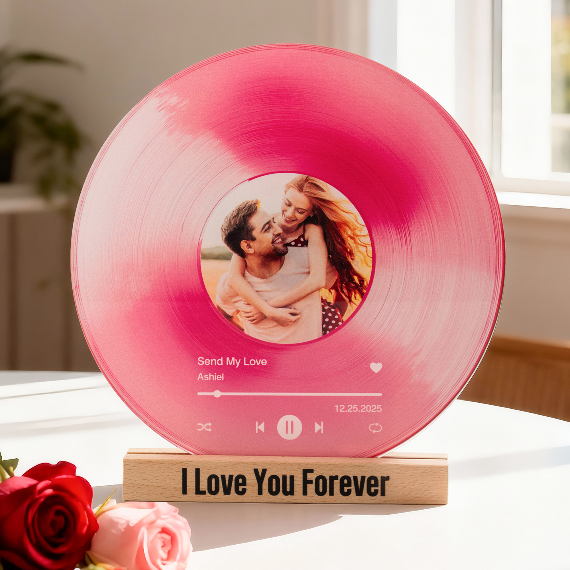 Personalized NFC Multicolor Record Style Acrylic Ornament with Text and ...